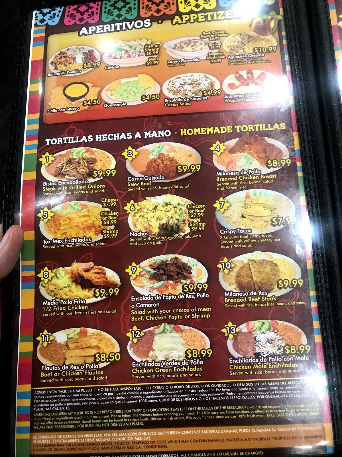 Menu at Taquería Mi Pueblito restaurant, Pearland