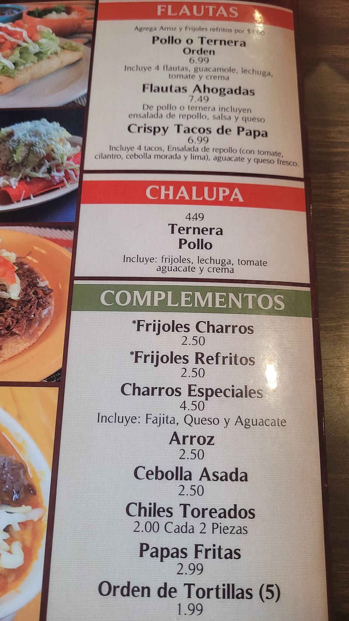 Menu at Taquitos Ravi Restaurant Shiloh, Laredo, 414 Shiloh Dr UNIT 2