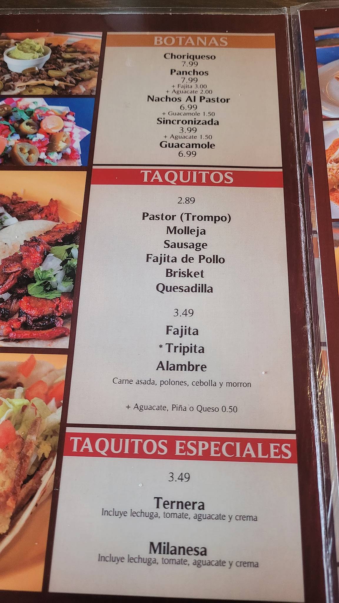 Menu at Taquitos Ravi Restaurant Shiloh, Laredo, 414 Shiloh Dr UNIT 2