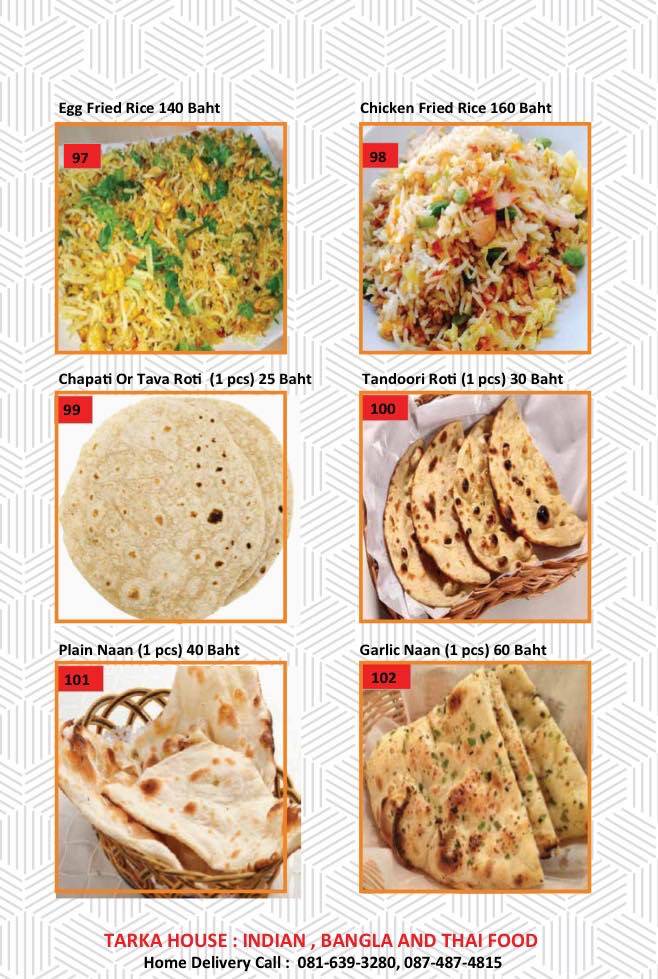 Menu at Tarka House Indian Restaurant, Pattaya City, 325 Pattaya 13/4 Alley