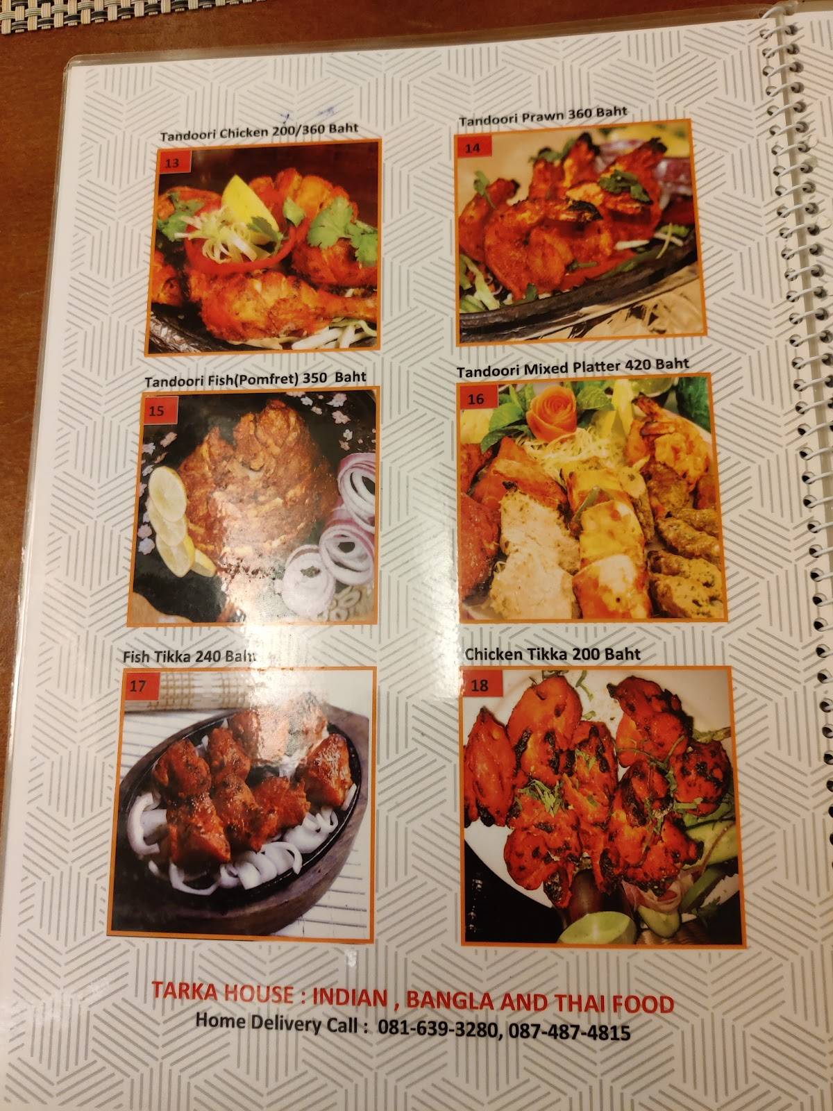 Menu at Tarka House Indian Restaurant, Pattaya City, 325 Pattaya 13/4 Alley