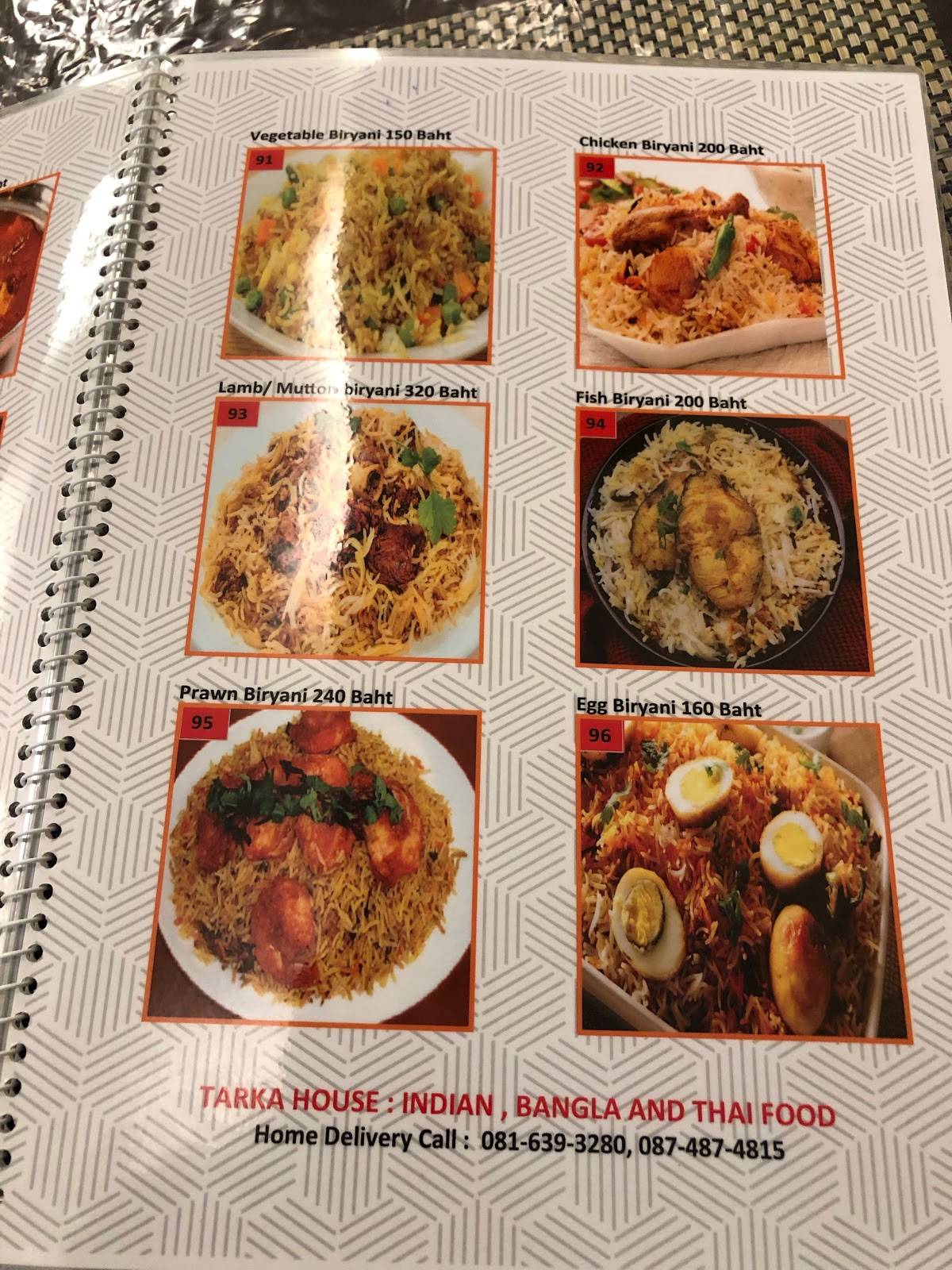 Menu at Tarka House Indian Restaurant, Pattaya City, 325 Pattaya 13/4 Alley