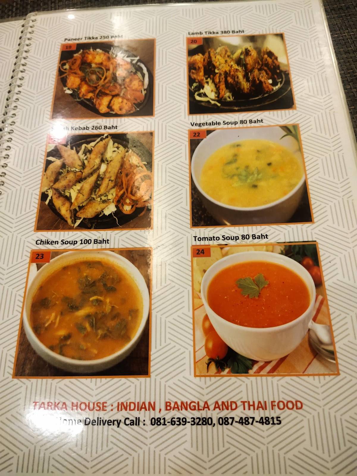 Menu at Tarka House Indian Restaurant, Pattaya City, 325 Pattaya 13/4 Alley