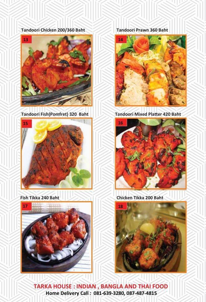 Menu at Tarka House Indian Restaurant, Pattaya City, 325 Pattaya 13/4 Alley