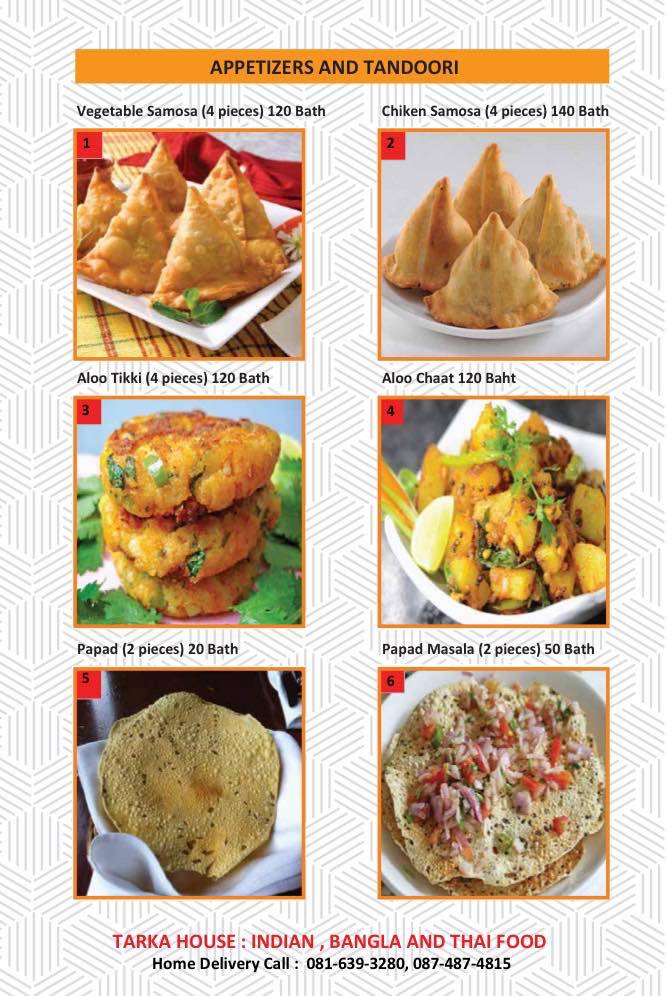 Menu at Tarka House Indian Restaurant, Pattaya City, 325 Pattaya 13/4 Alley