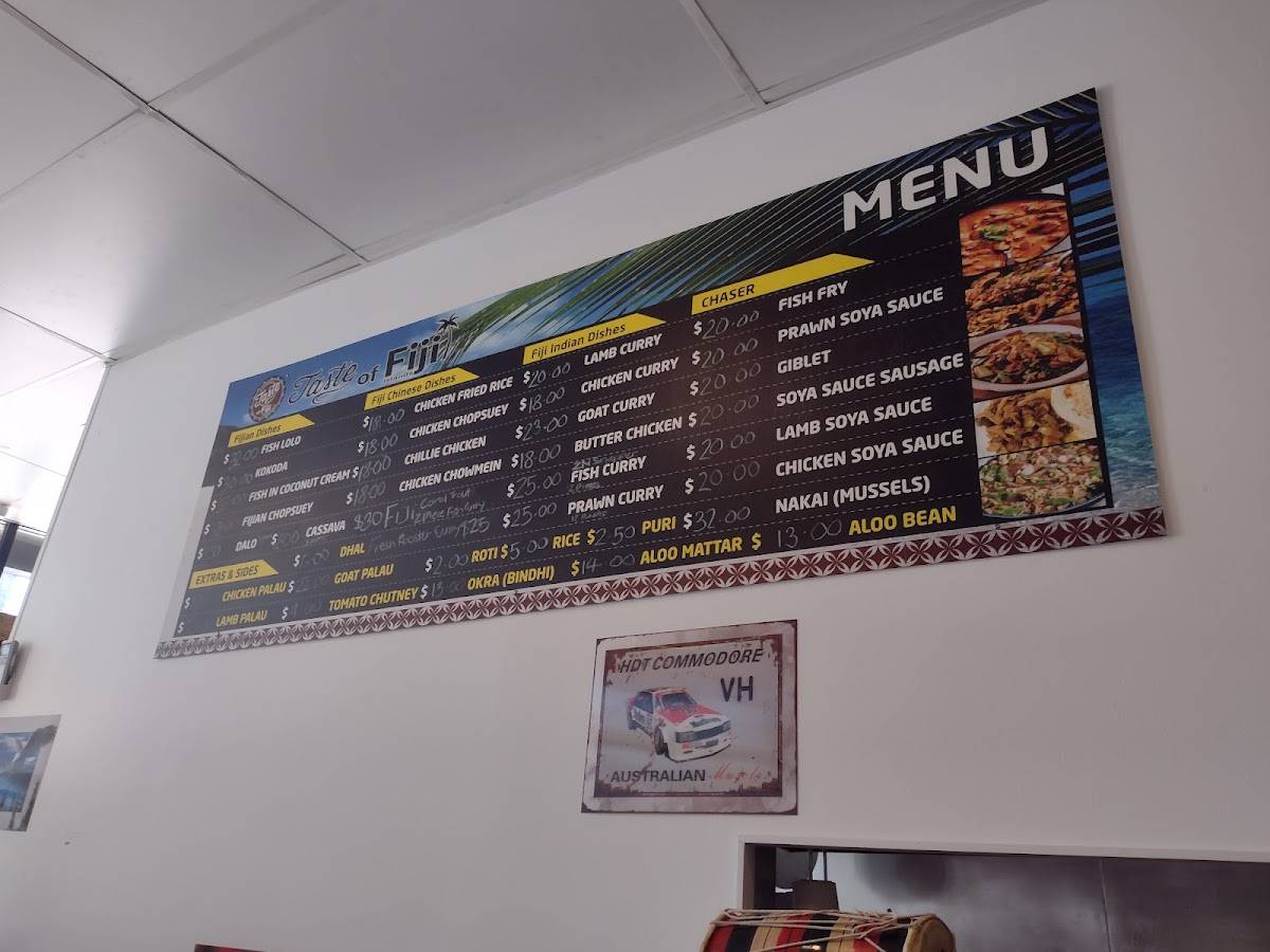 Menu at Taste of Fiji islands restaurant, Surfers Paradise