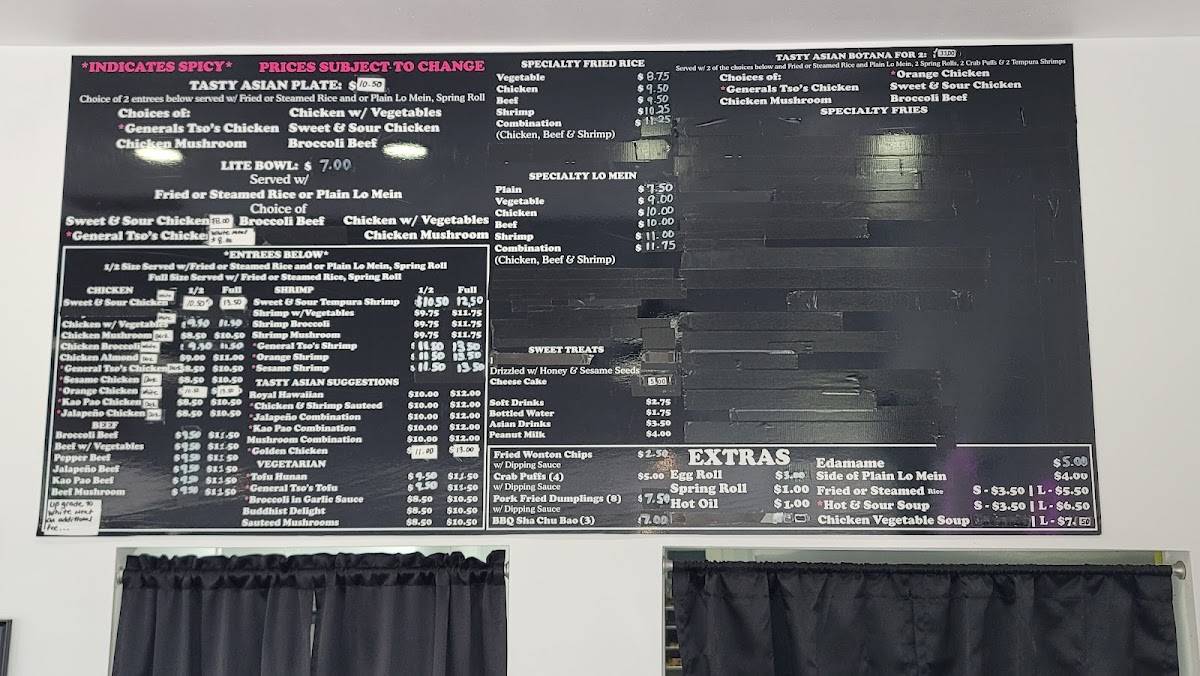 Menu at Tasty Asian restaurant, Edinburg