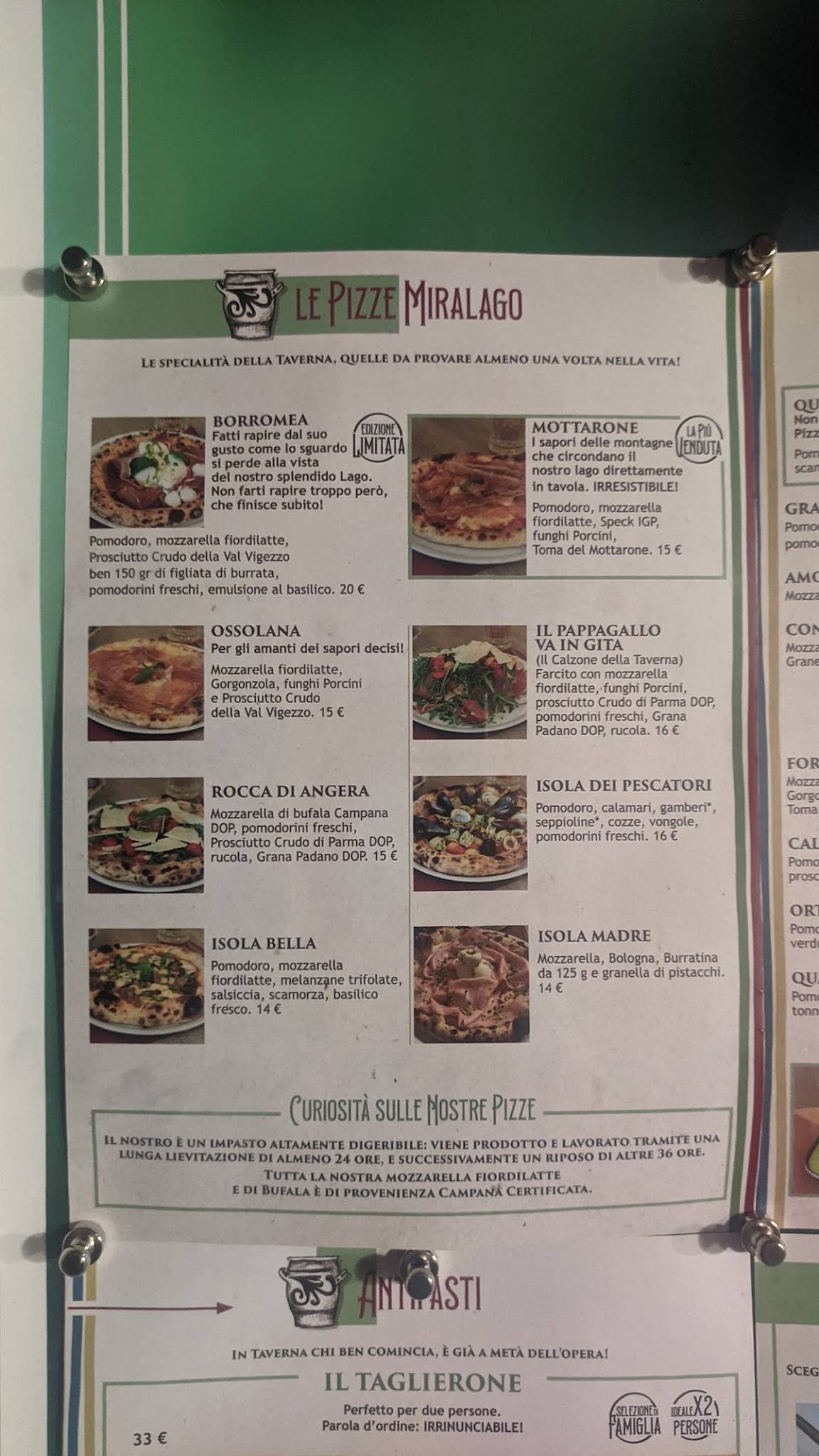 Speisekarte von Taverna del Pappagallo Ristorante e Pizzeria, Stresa