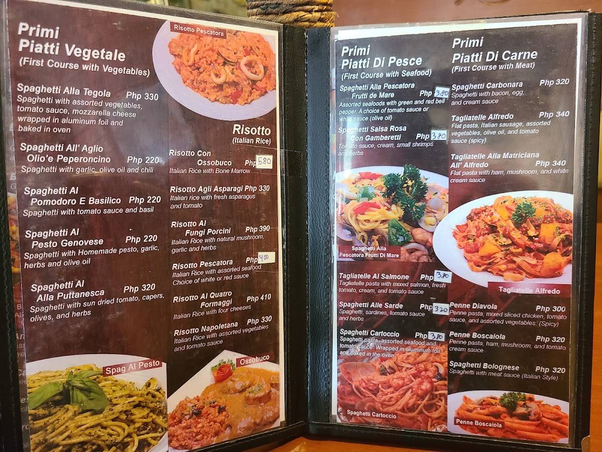 Menu at Tavolata restaurant, Cebu City, ayala center