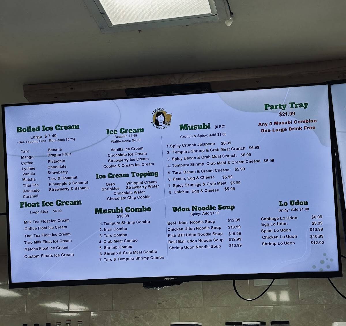 Menu at Teana Boba Tea Cafe, Phoenix