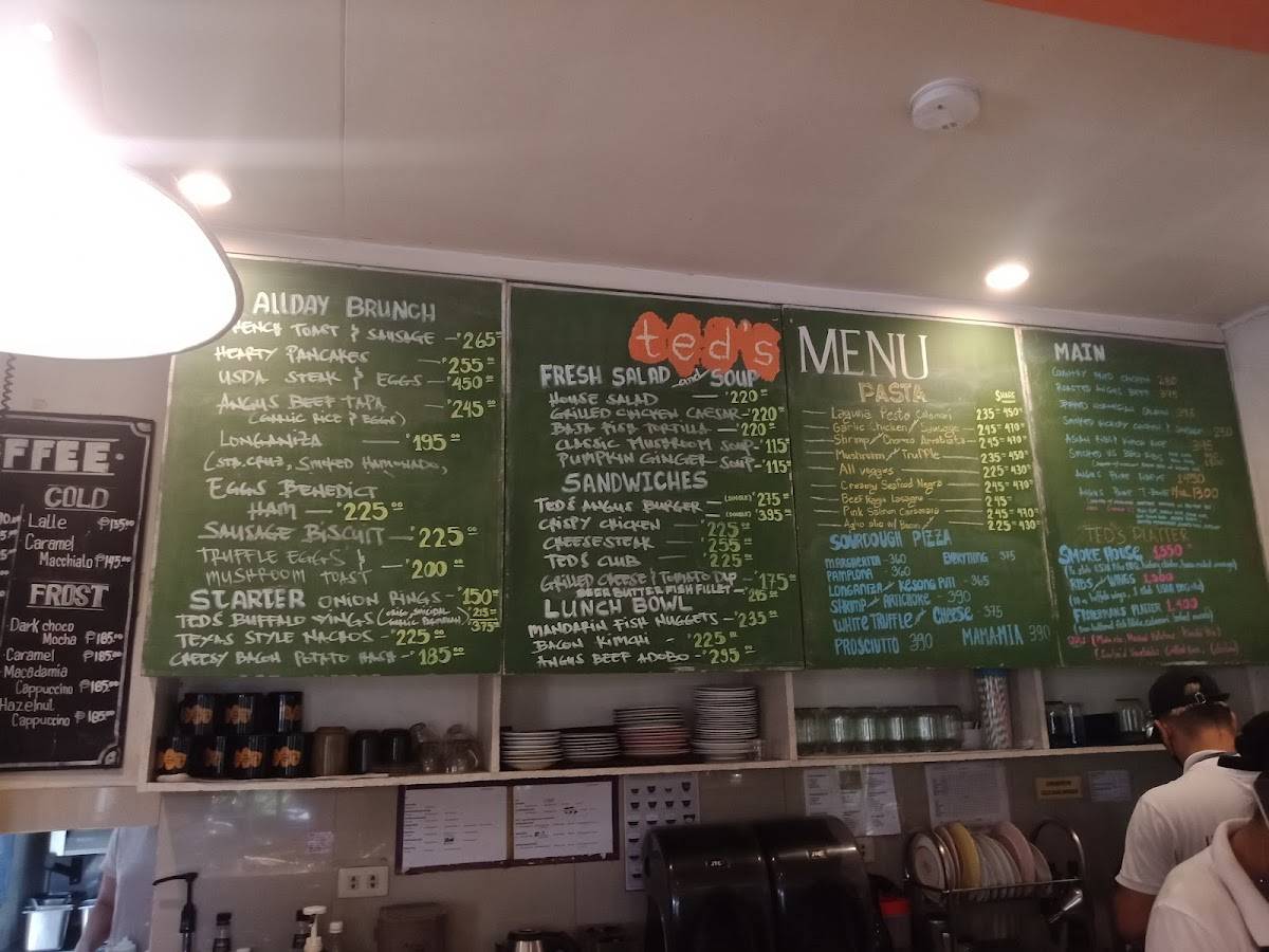 Carta del café Ted's Kitchen Laguna, Santa Cruz