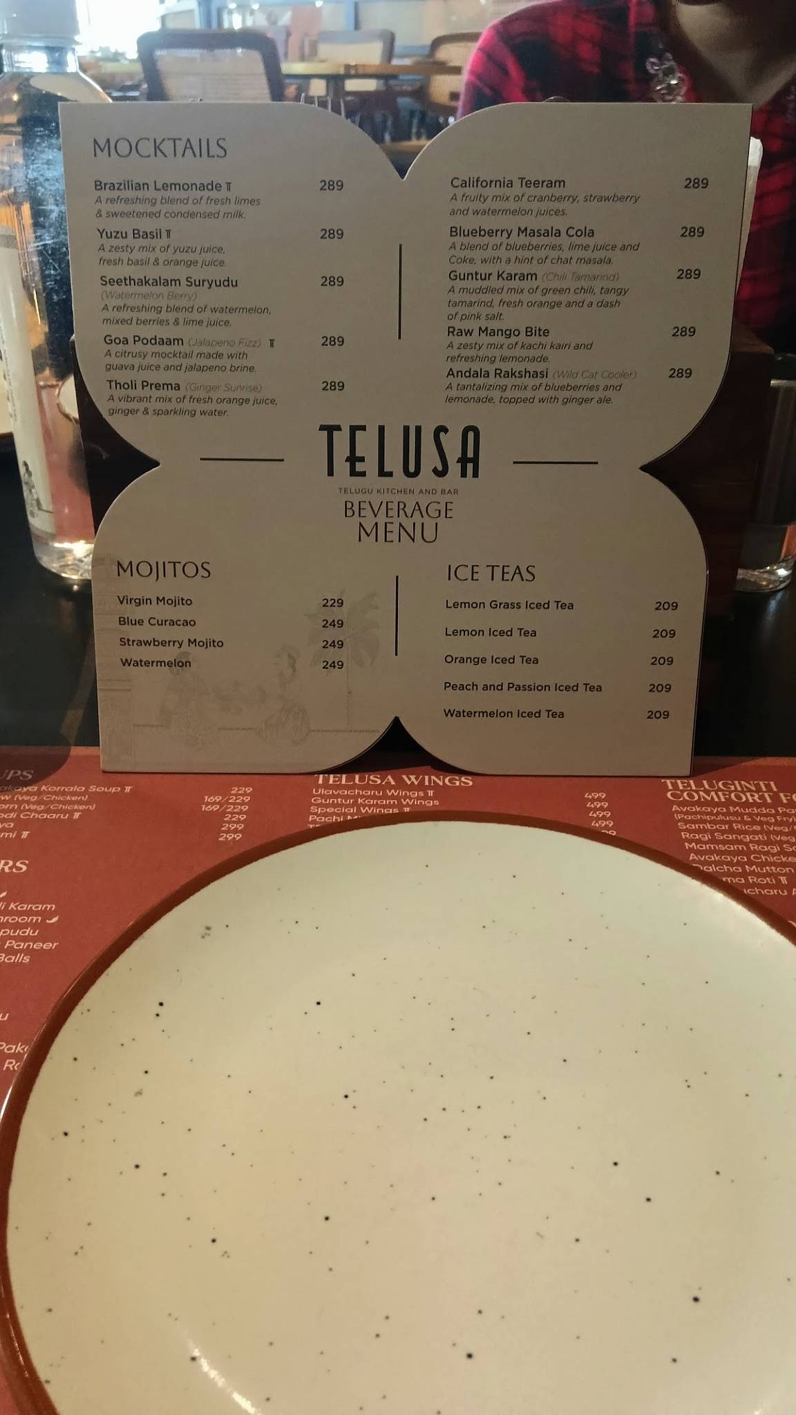 Menu at Telusa Telugu Kitchen and Bar, Hyderabad