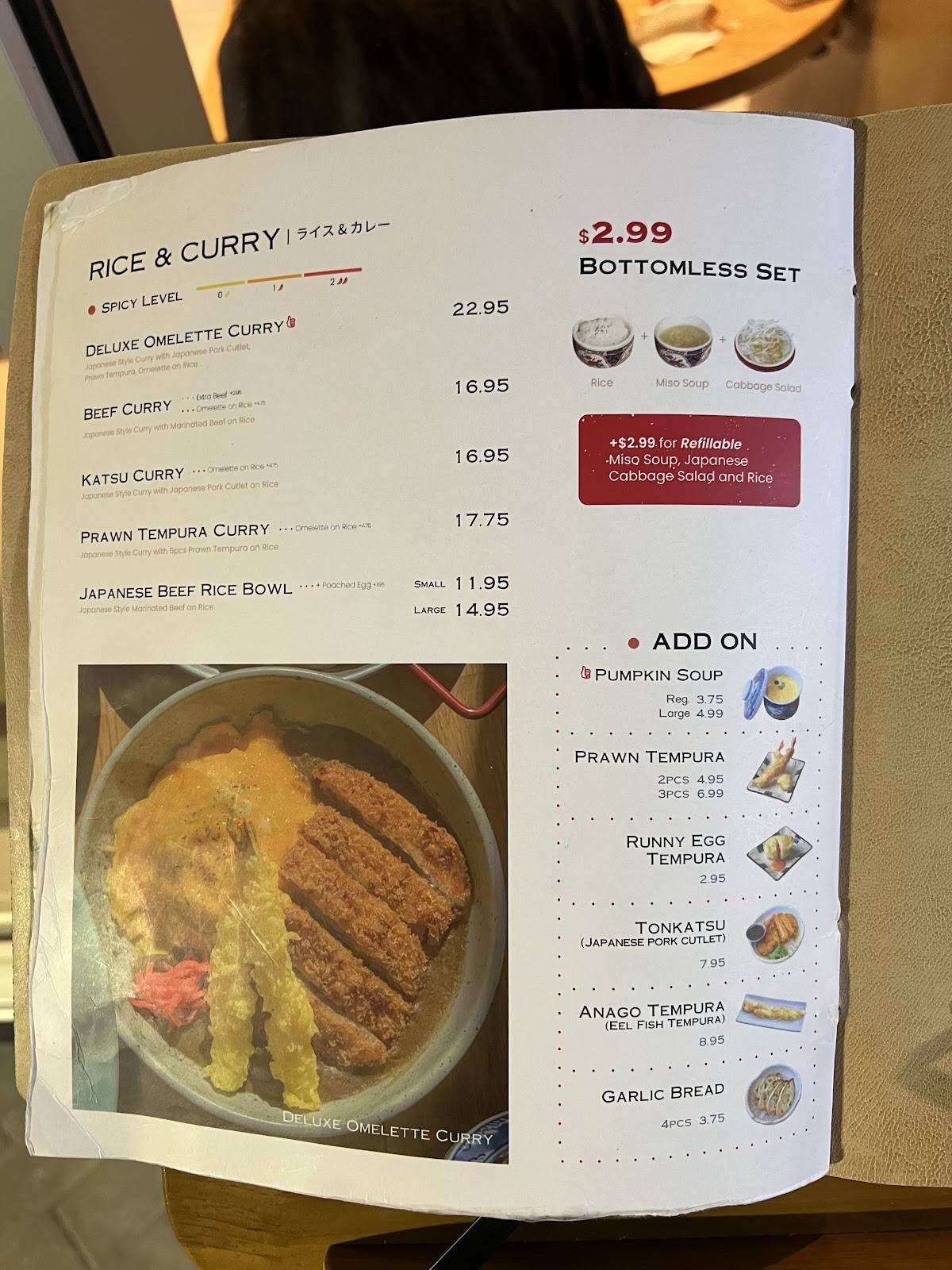 Carta del restaurante Tendon Kohaku - Metrotown, Burnaby