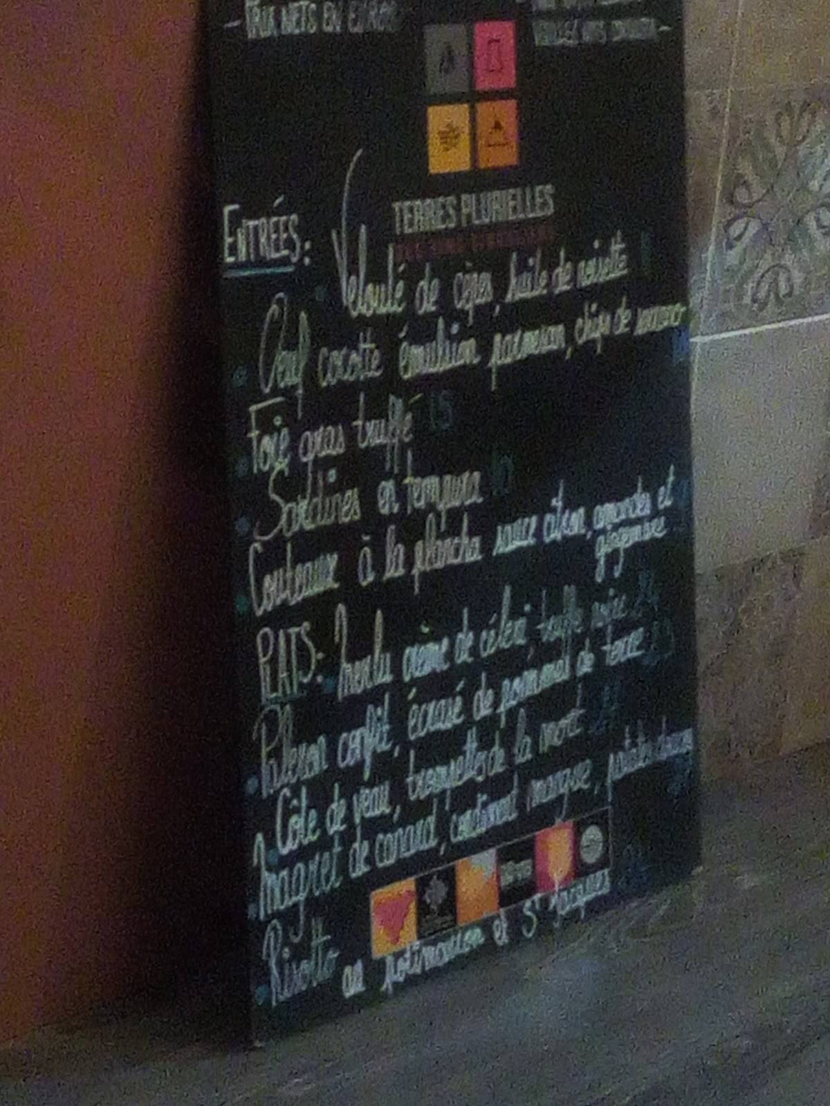 Menu au Terracotta restaurant, Leucate