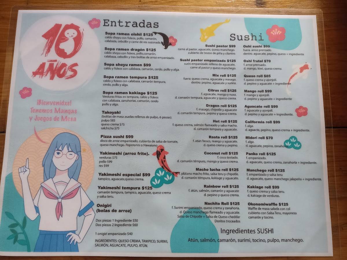 Carta de Teru Teru Manga Café, Cuernavaca