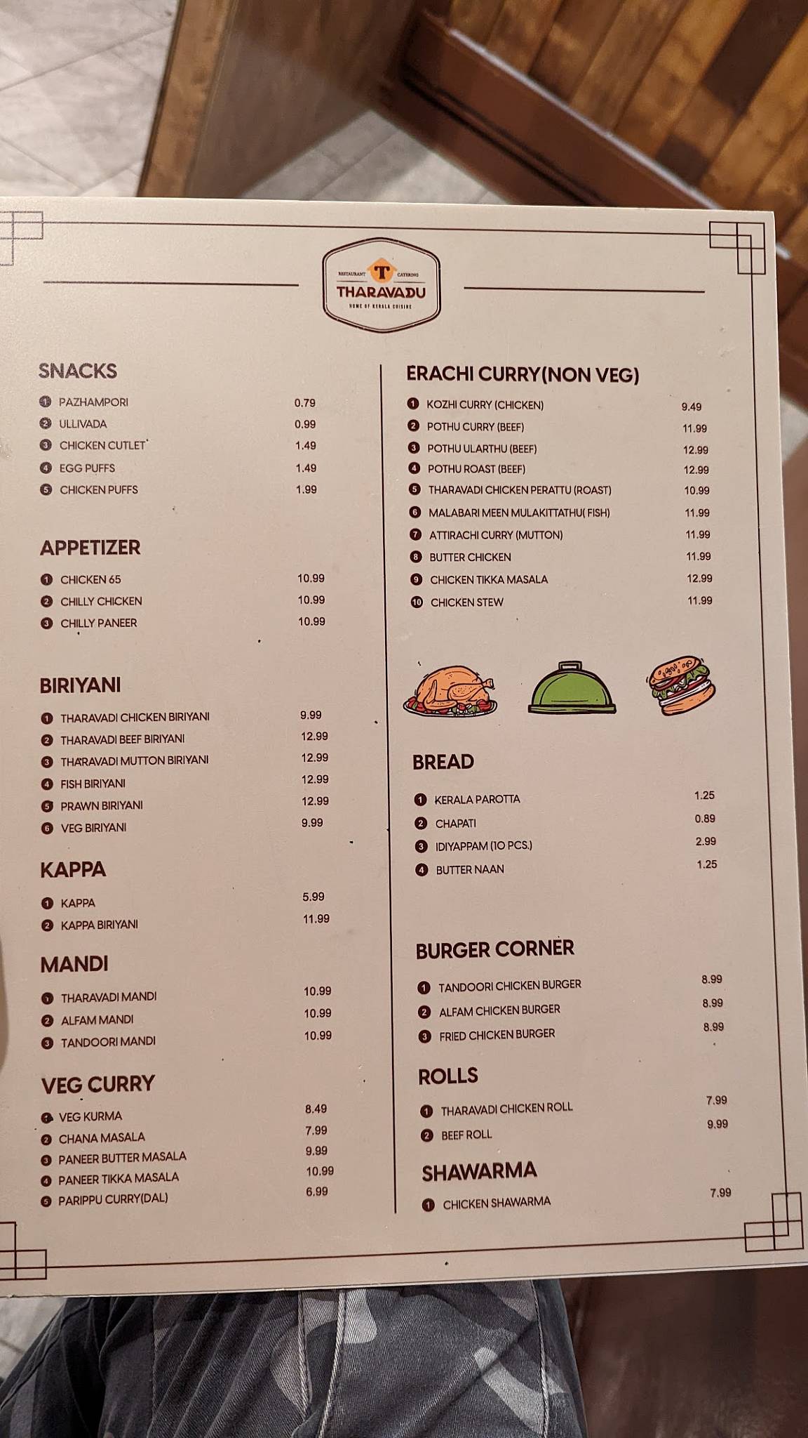 Carta del restaurante Tharavadu Home Of Kerala Cuisine, Toronto