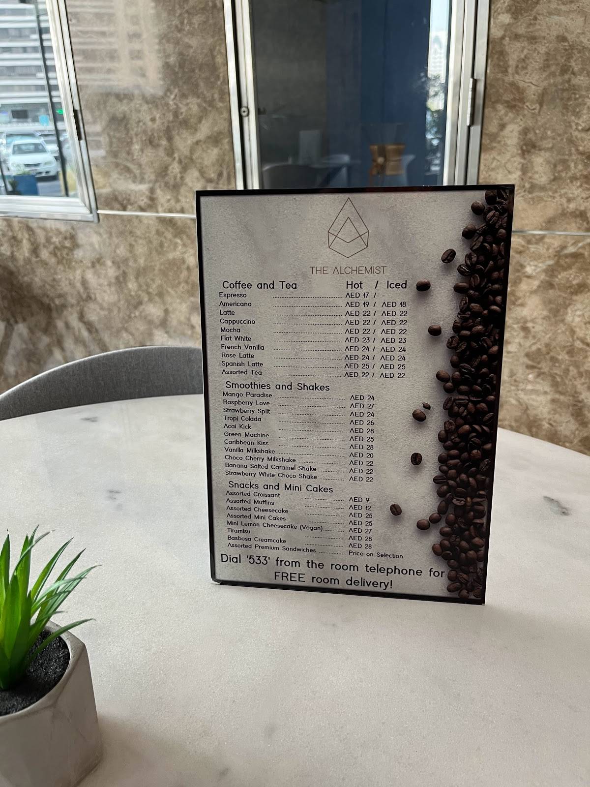 Carta de The Alchemist Coffee Hub Abu Dhabi, Abu Dabi