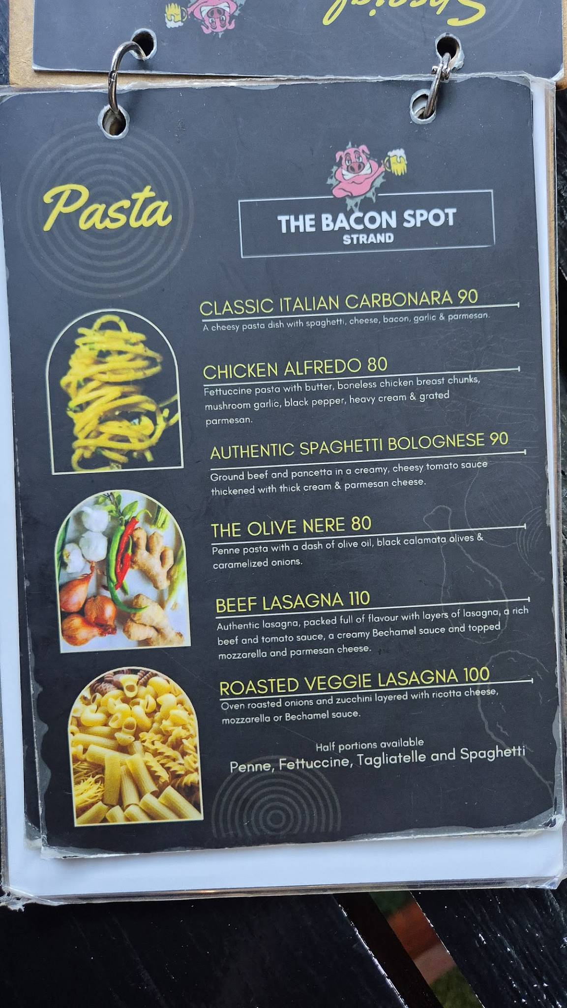Menu at The Bacon Spot restaurant, Cape Town