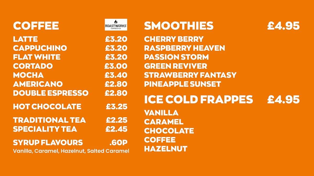 Menu at The Bakery, Exeter