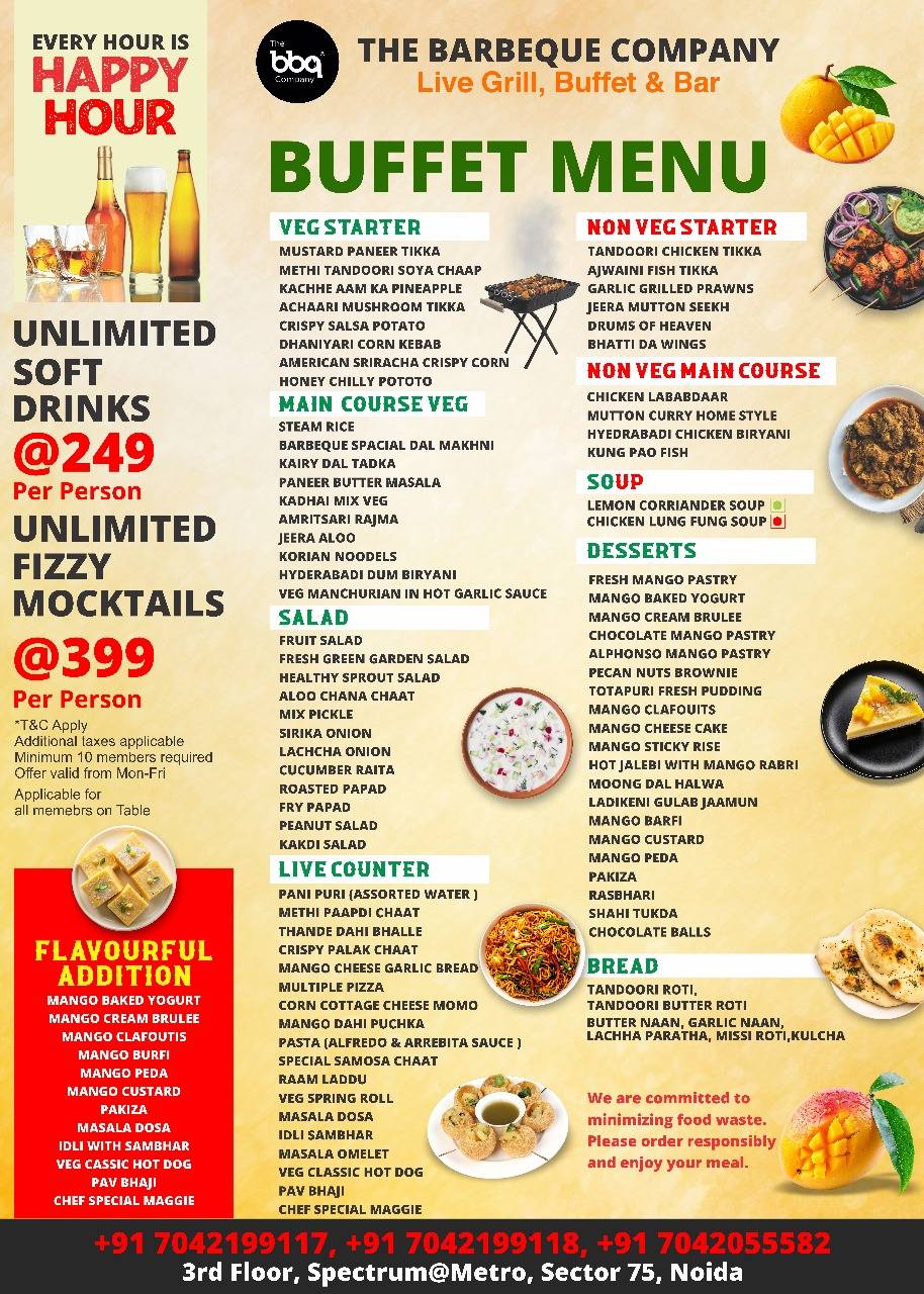 Menu at The Barbeque Company, Noida