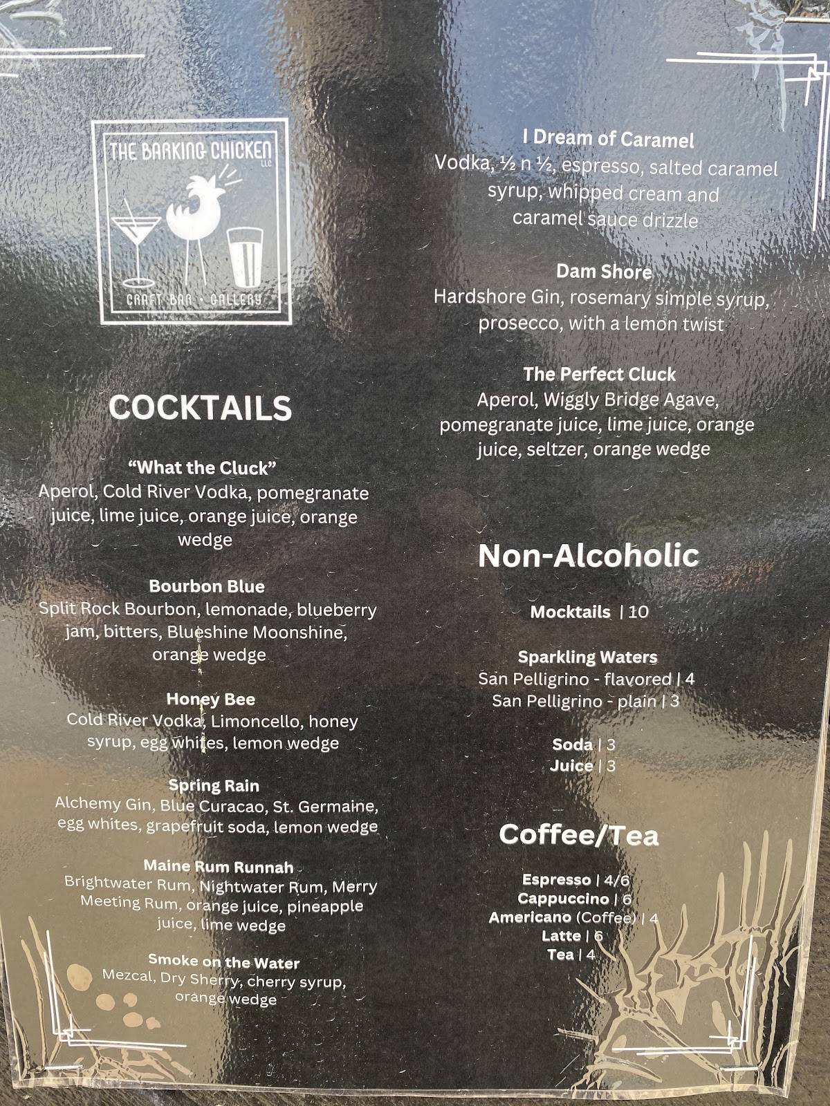 Menu at The Barking Chicken - Craft Bar and Gallery, Harrison