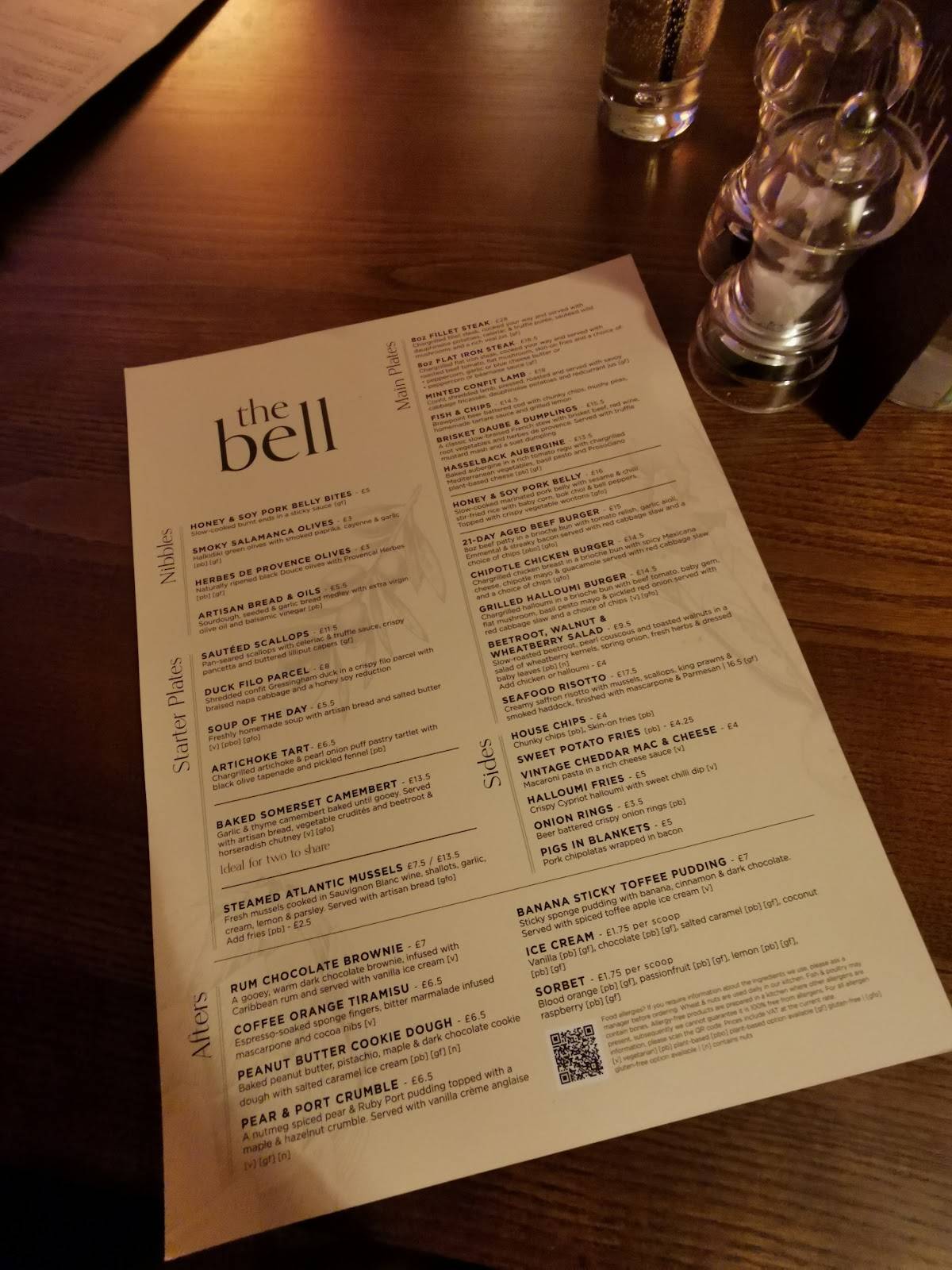 Menu at The Bell pub & bar, Aylesbury, 29 Lower Rd