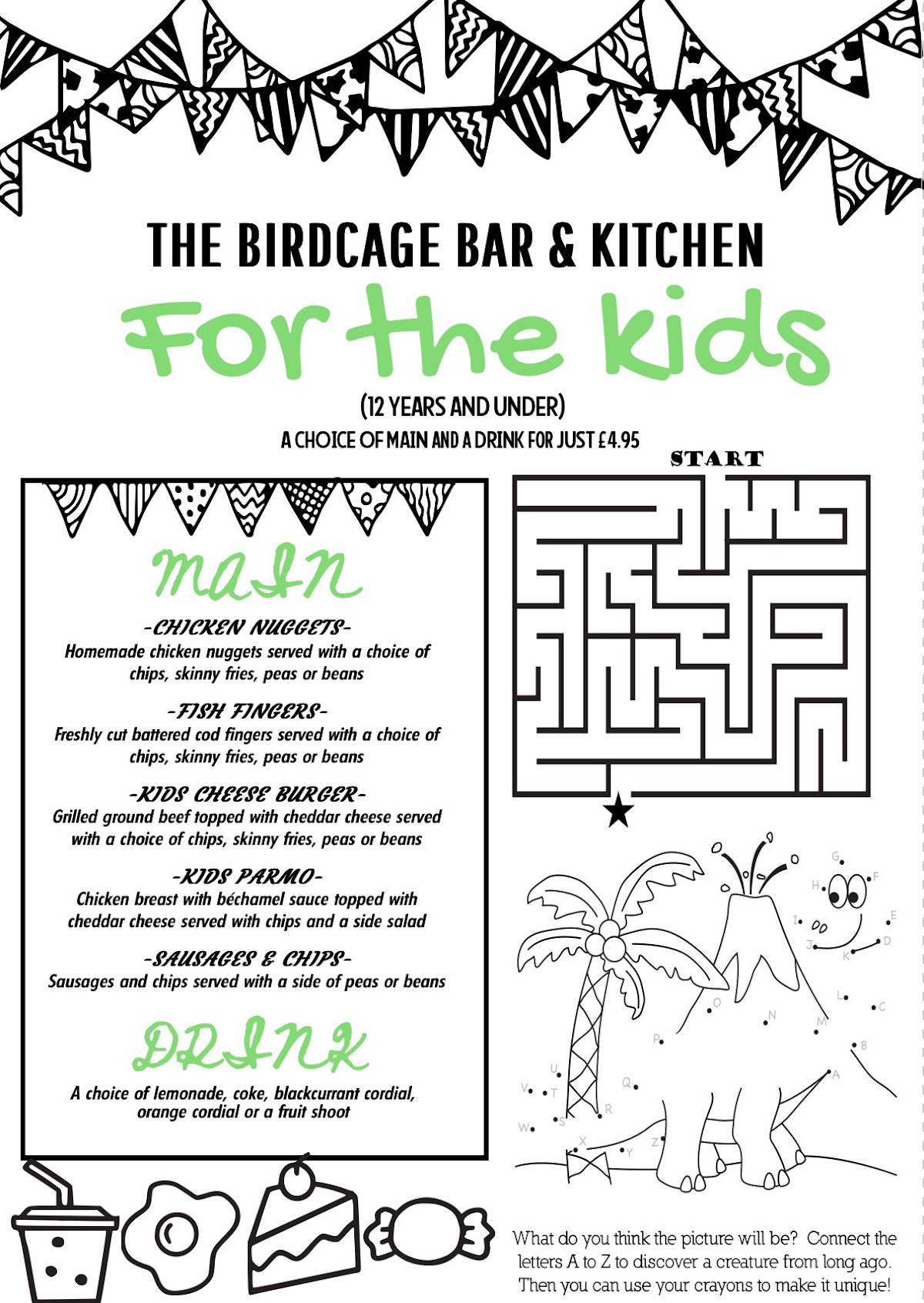 Menu at The Birdcage Middlesbrough restaurant, Middlesbrough