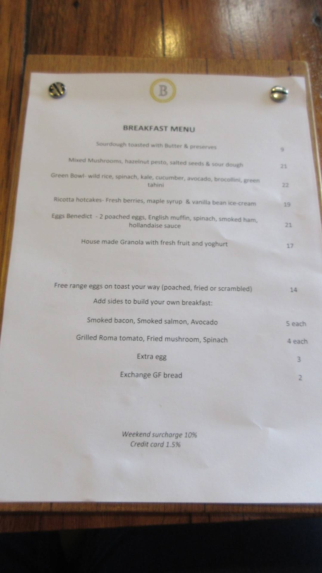Menu at The Birdhouse Apollo Bay restaurant, Apollo Bay