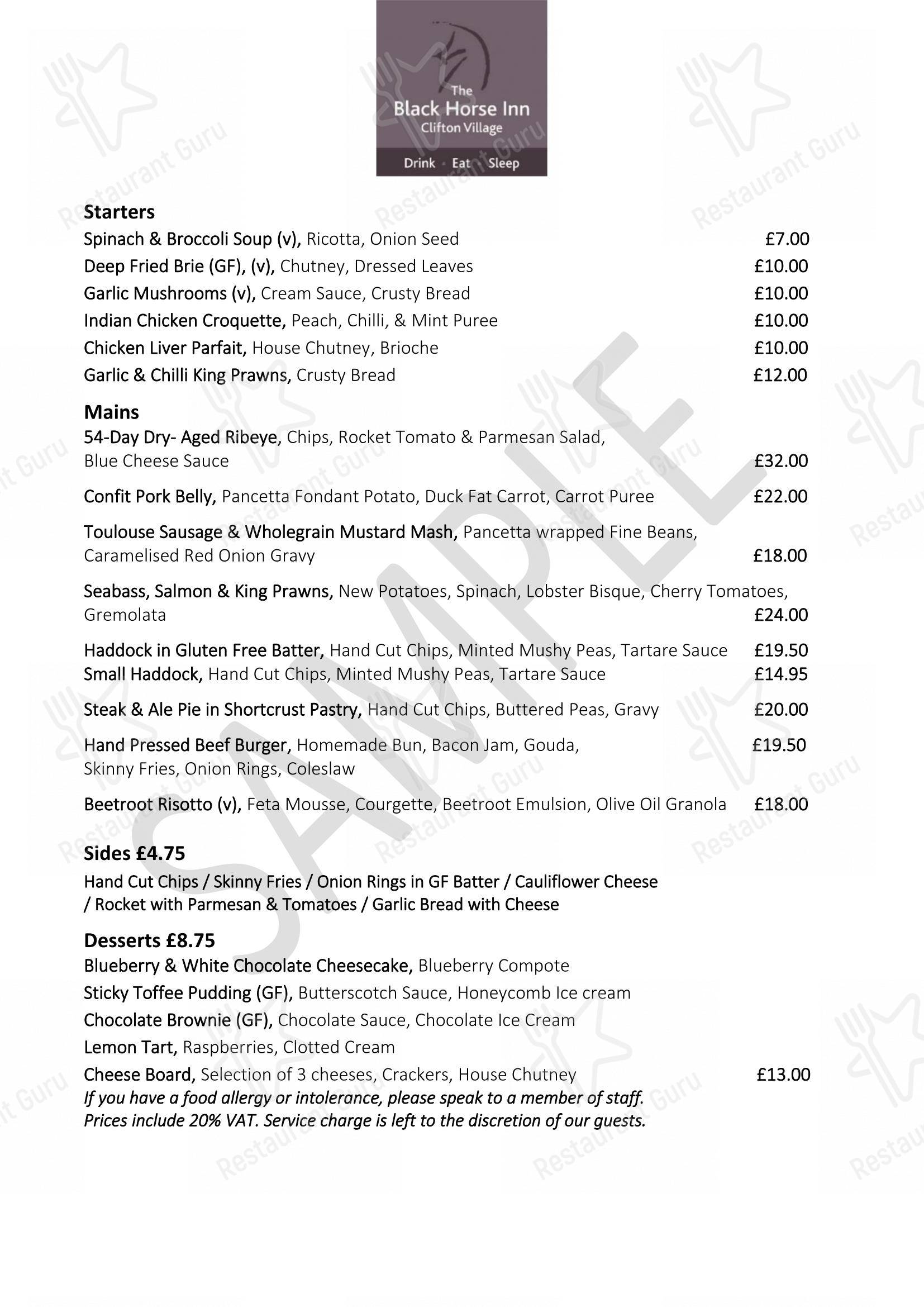 Menu at The Black Horse Inn pub & bar, Brighouse