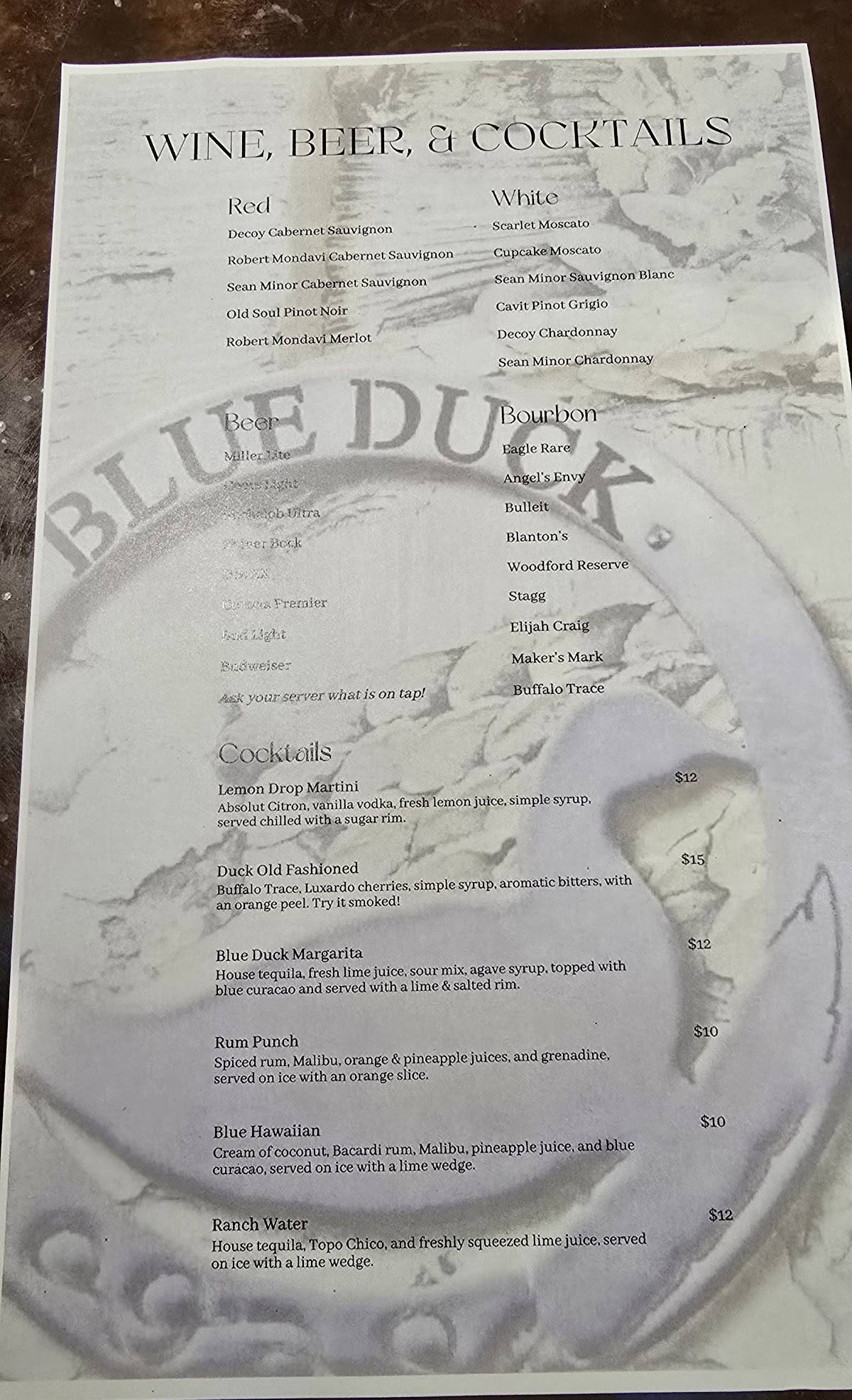 Menu at The Blue Duck Kitchen & Bar, Livingston