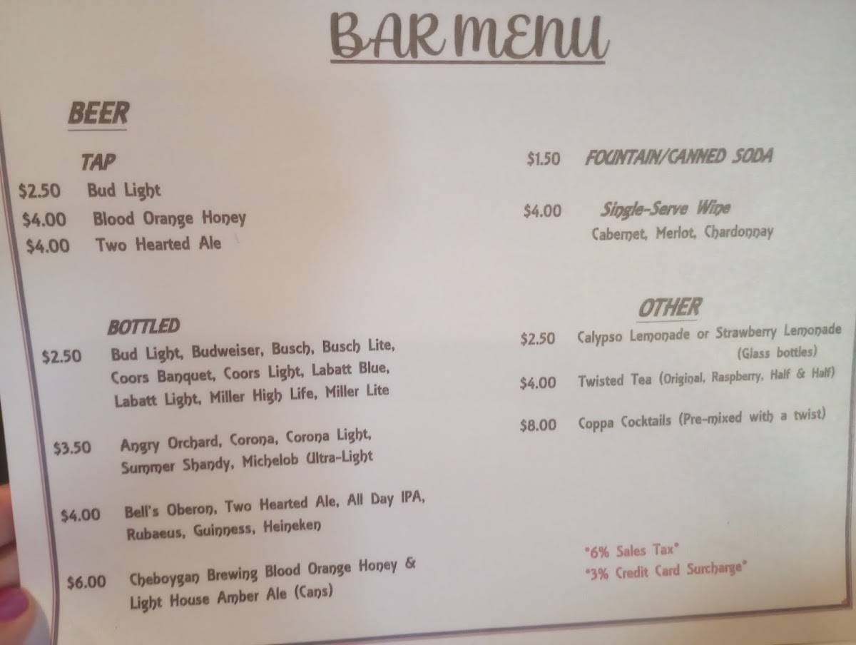 Menu at The Boathouse Pizzeria and Bar, Cheboygan