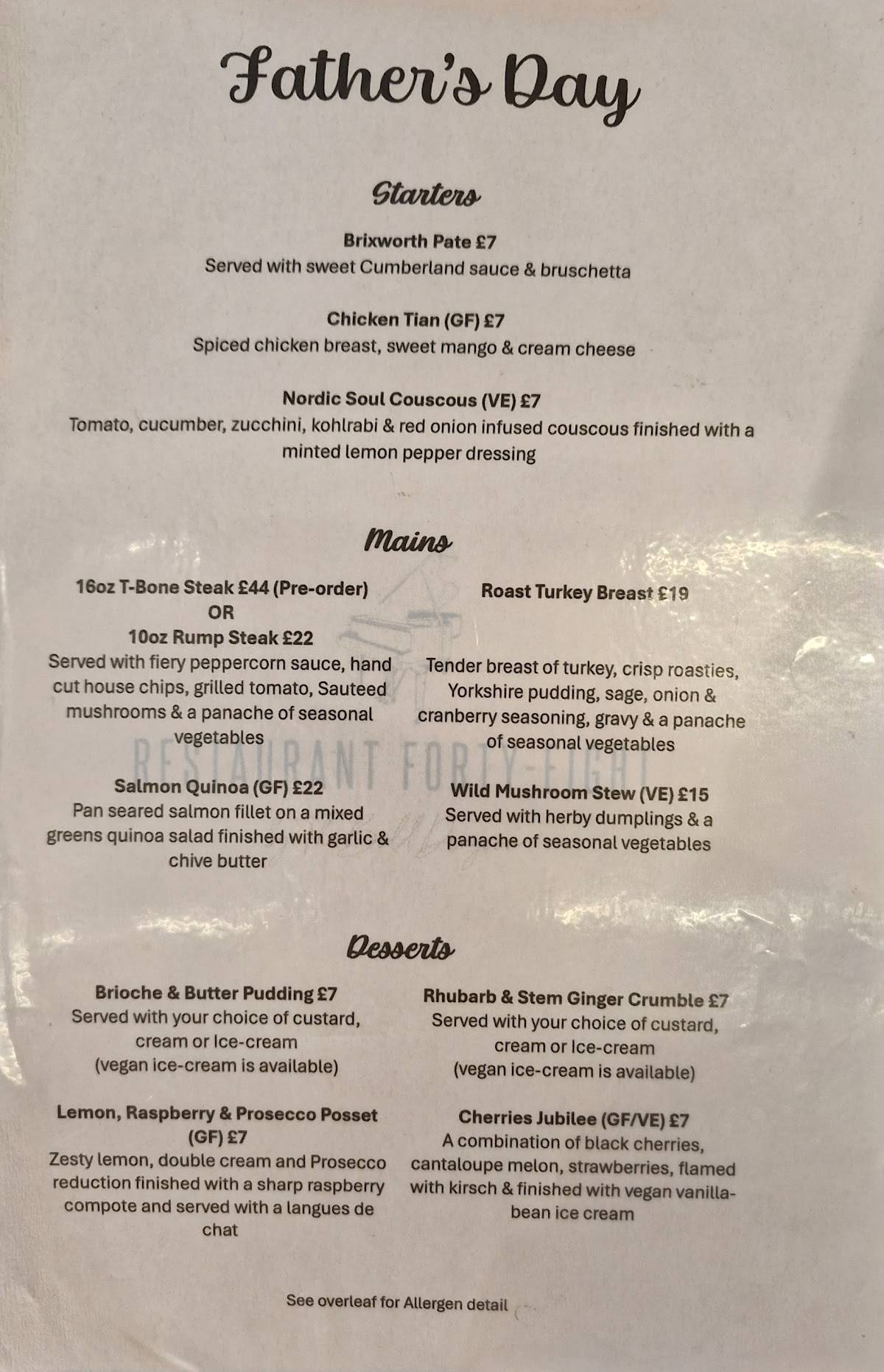 Menu at The Bold Dragoon & Restaurant 48, Northampton