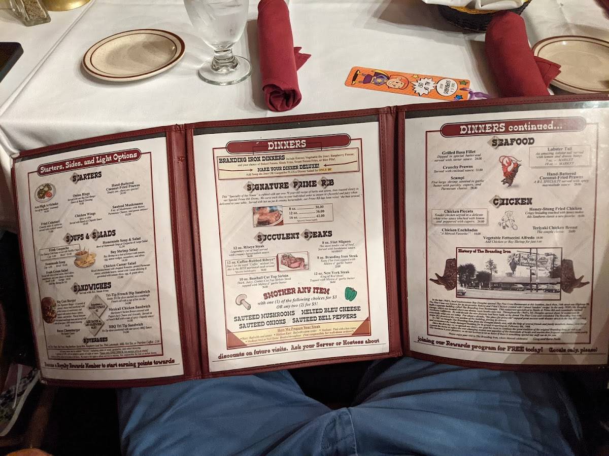 Menu at The Branding Iron Restaurant, Merced