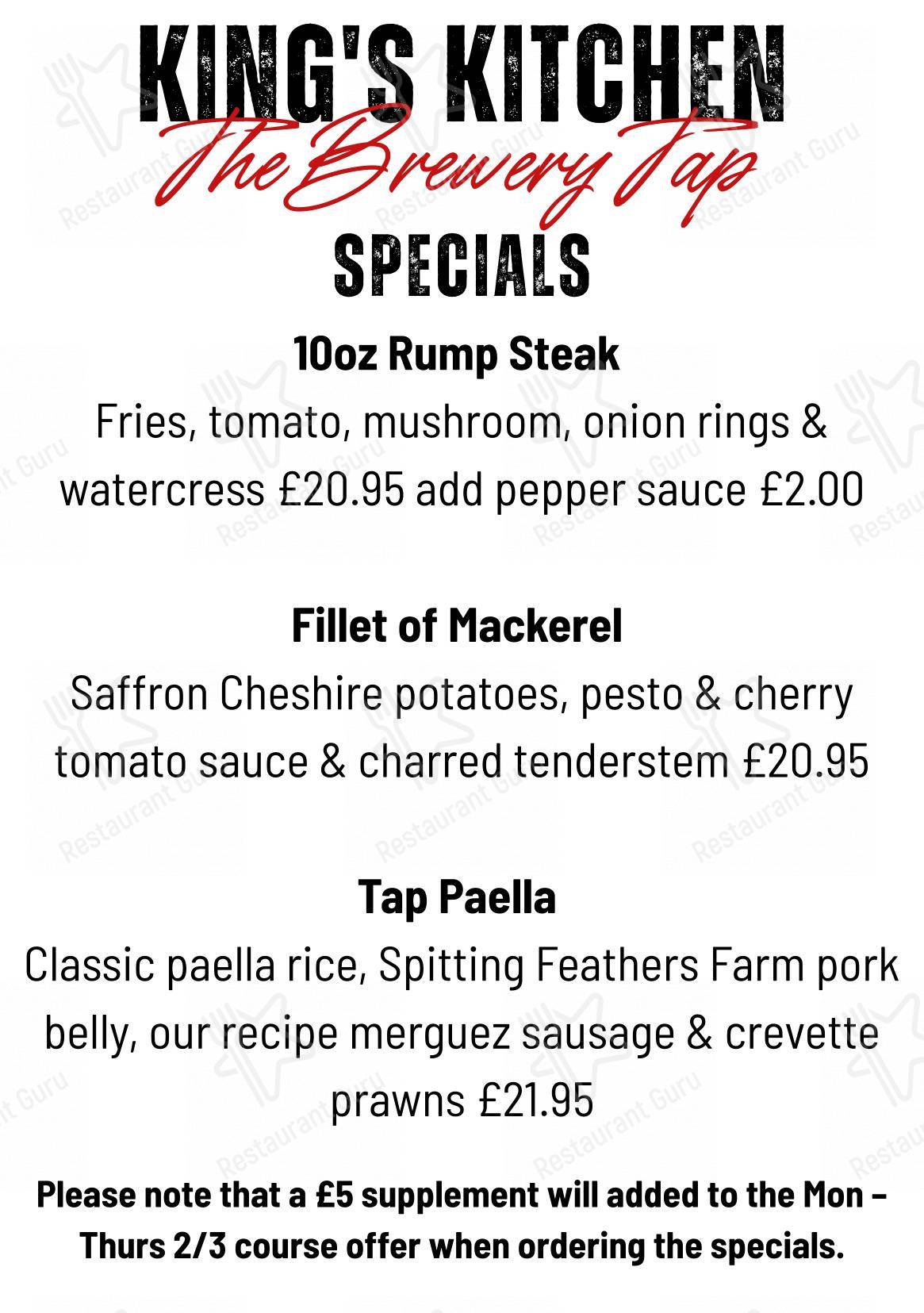 Menu at The Brewery Tap pub & bar, Chester, 52-54 Lower Bridge St