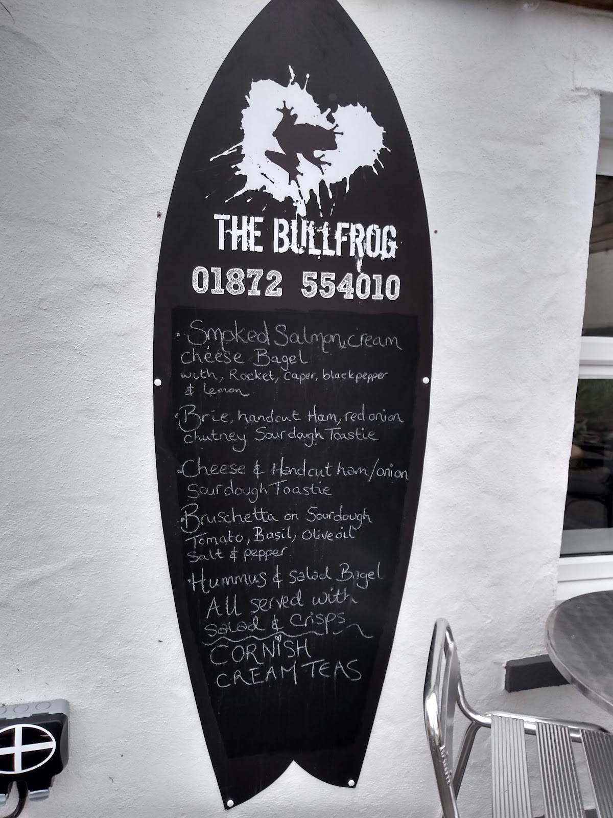 Menu at The Bullfrog Cornwall Ltd cafe, Saint Agnes
