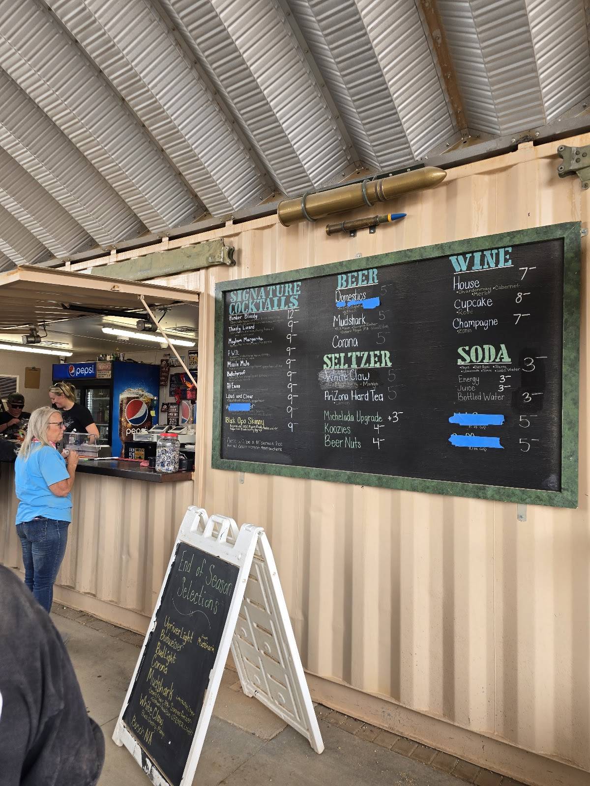 Menu at The Bunker Bar, Lake Havasu City
