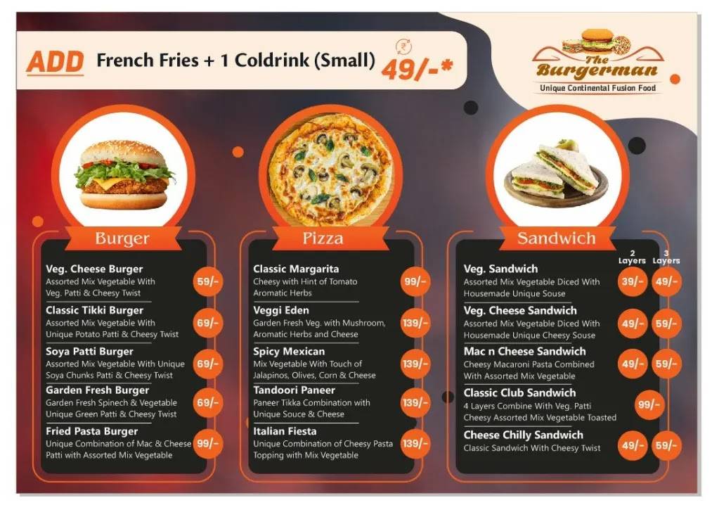 Menu at The Burgerman, Jamnagar