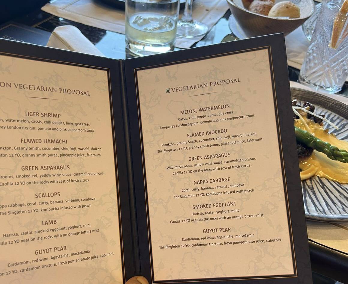 Menu at The Chambers - Taj, New Delhi