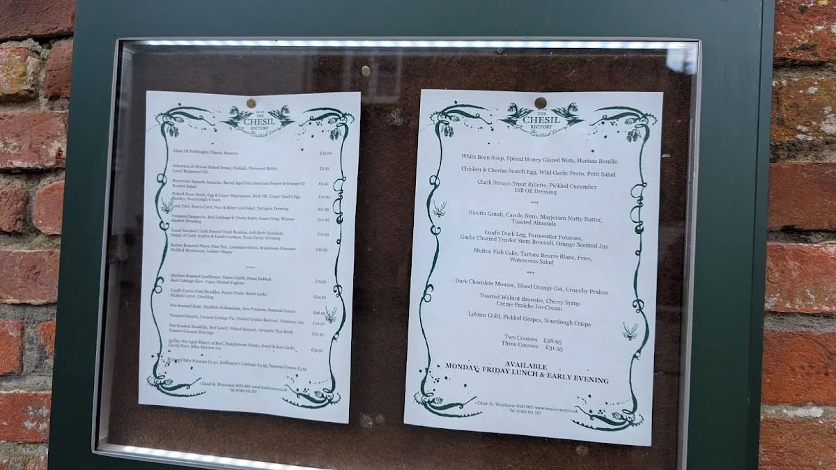 Menu at The Chesil Rectory restaurant, Winchester