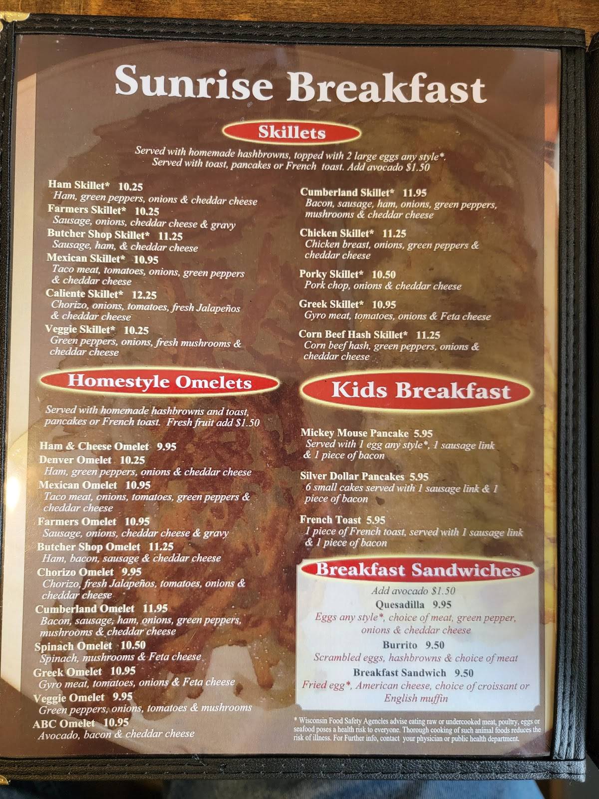 Menu at The Country Skillet Cafe, Cumberland