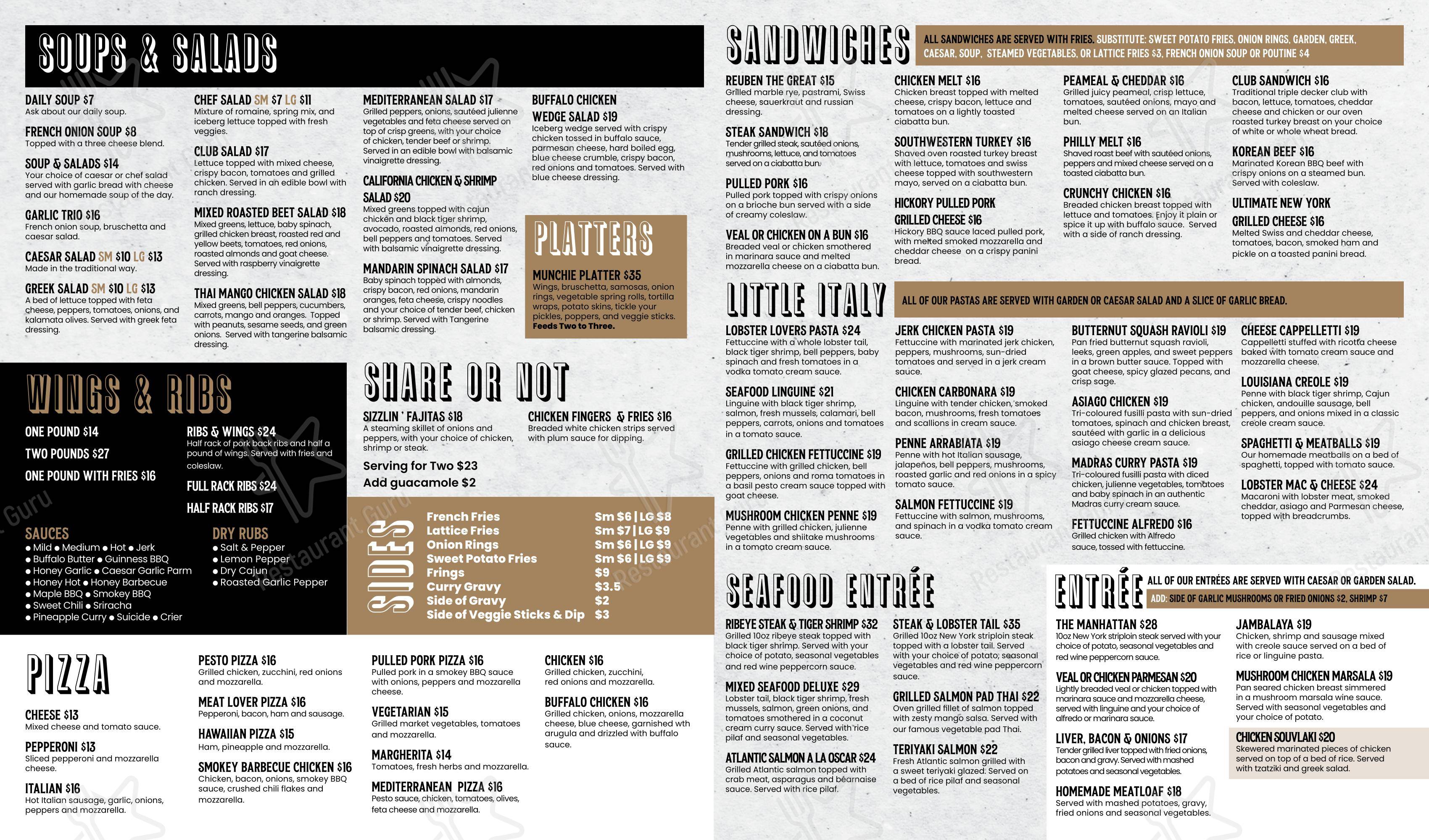 Menu at The Courtyard pub & bar, Courtice