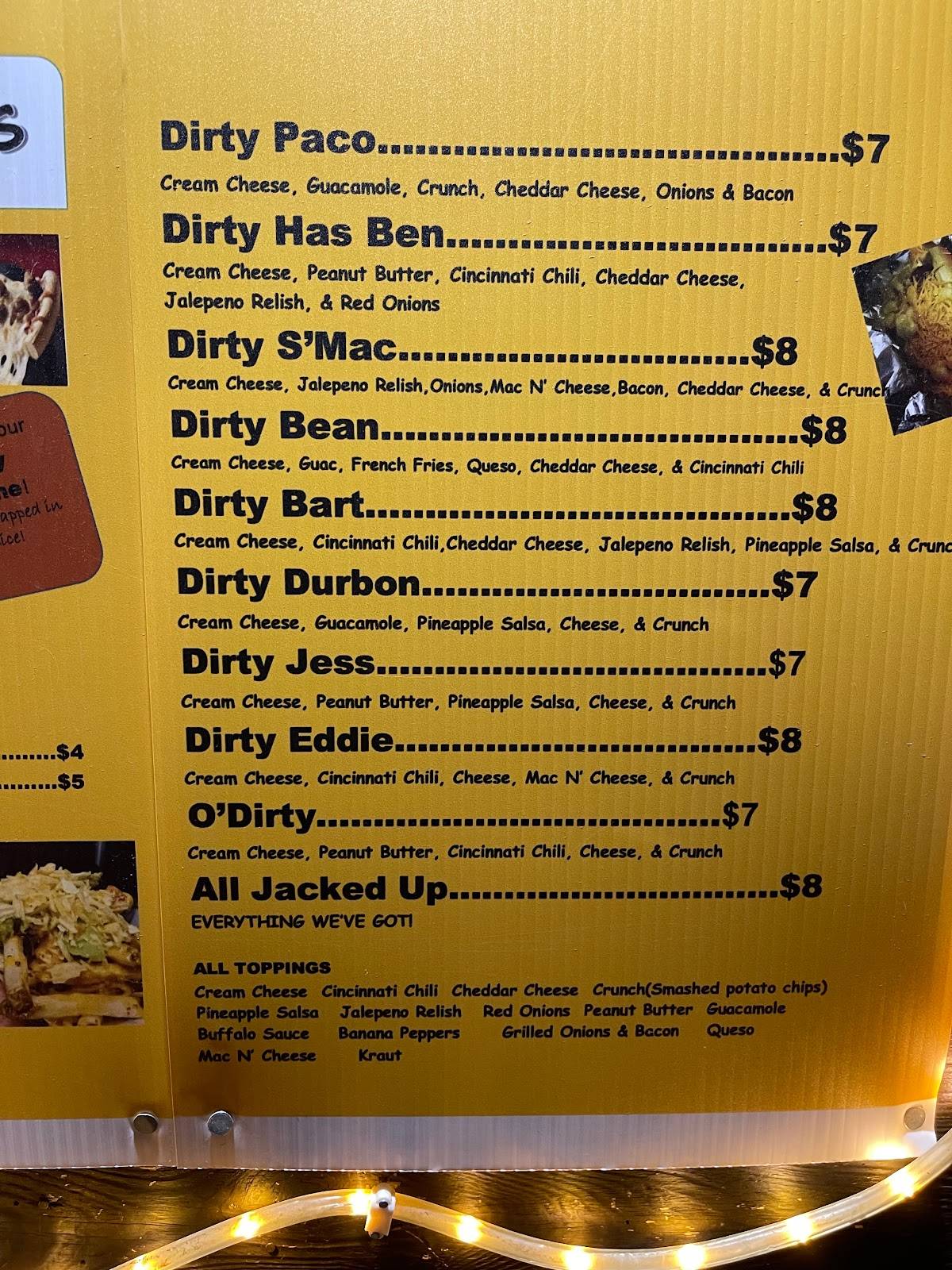 Menu at The Curty Shack restaurant, Stillwater
