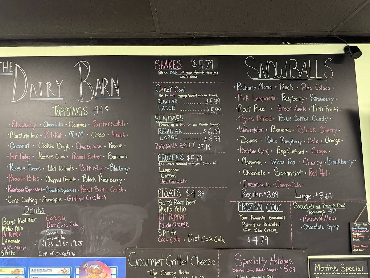 Menu at The Dairy Barn, Keyser