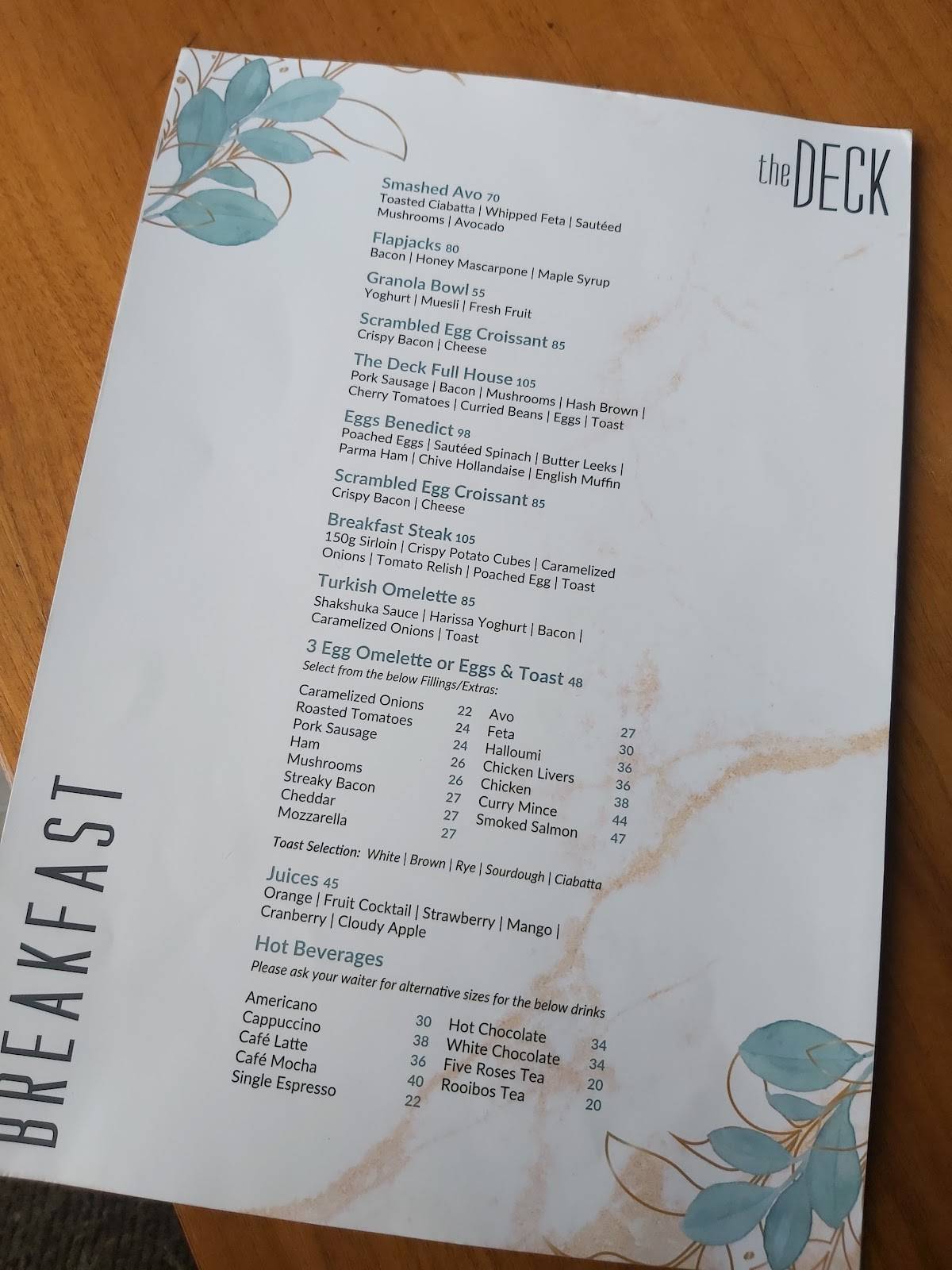 Menu at The Deck Restaurant and Bar, Tembisa
