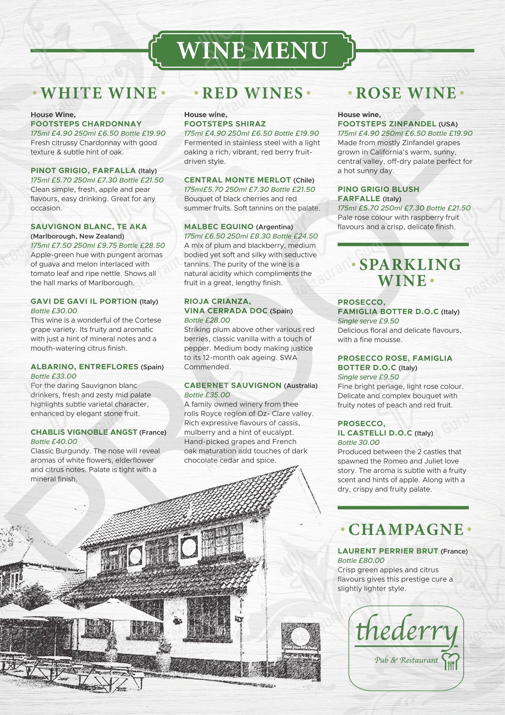 Menu at The Derry pub & bar, Long Newton, Darlington Rd