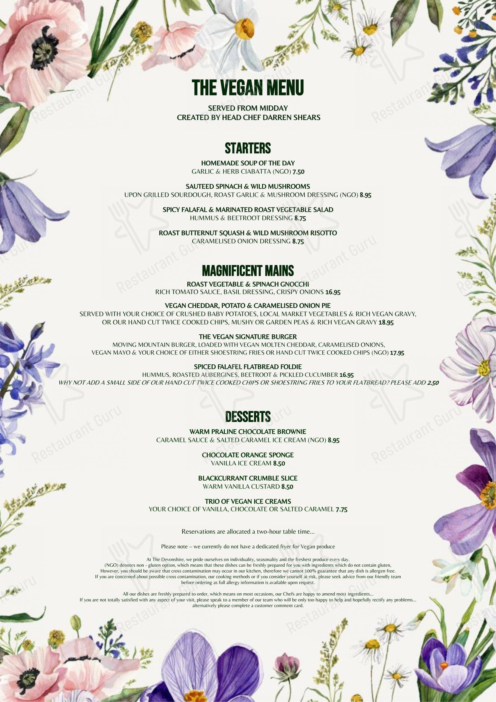Menu at The Devonshire pub & bar, Nether Langwith, Rectory Rd