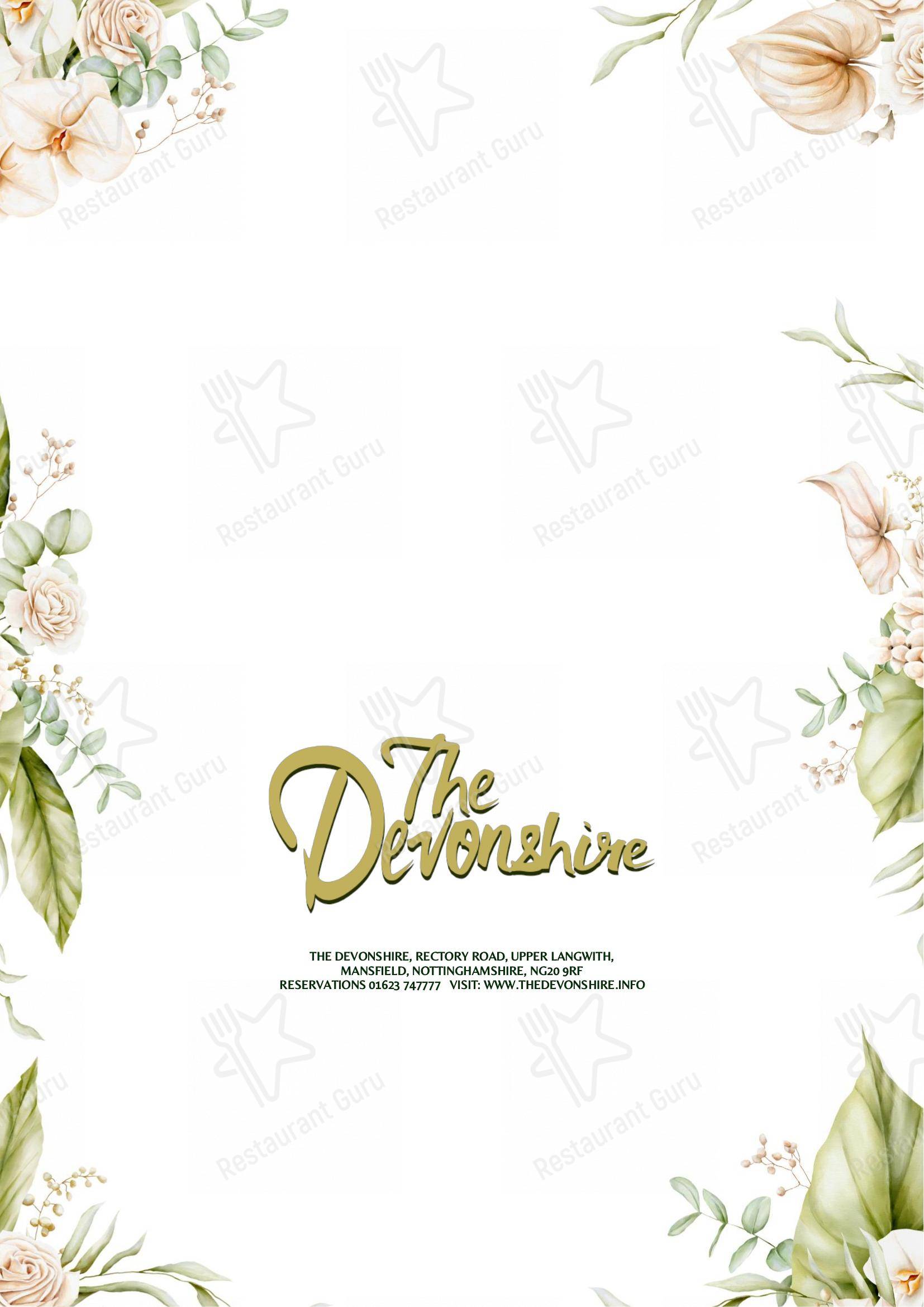 Menu at The Devonshire pub & bar, Nether Langwith, Rectory Rd