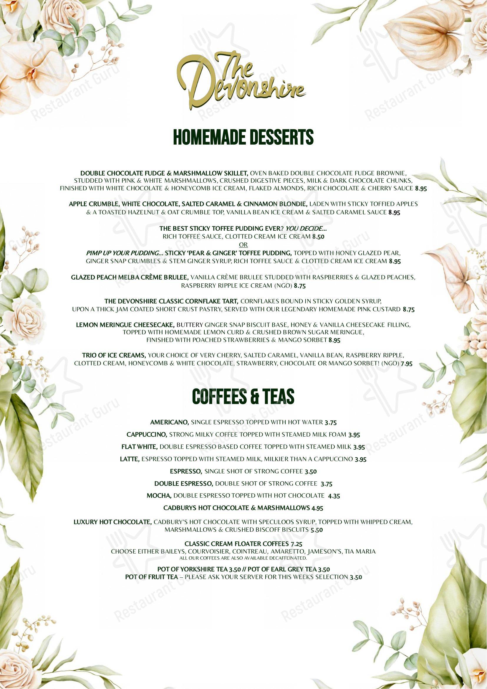 Menu at The Devonshire pub & bar, Nether Langwith, Rectory Rd