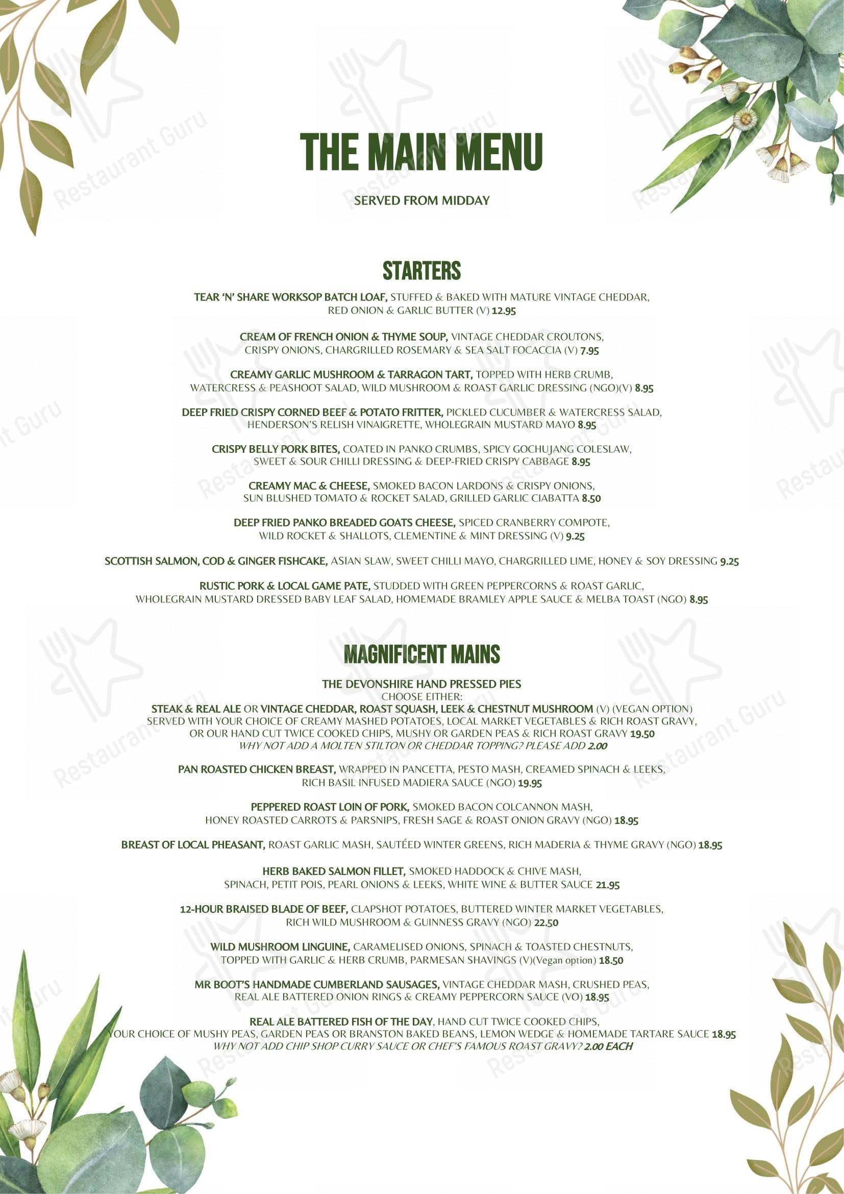 Menu at The Devonshire pub & bar, Nether Langwith, Rectory Rd
