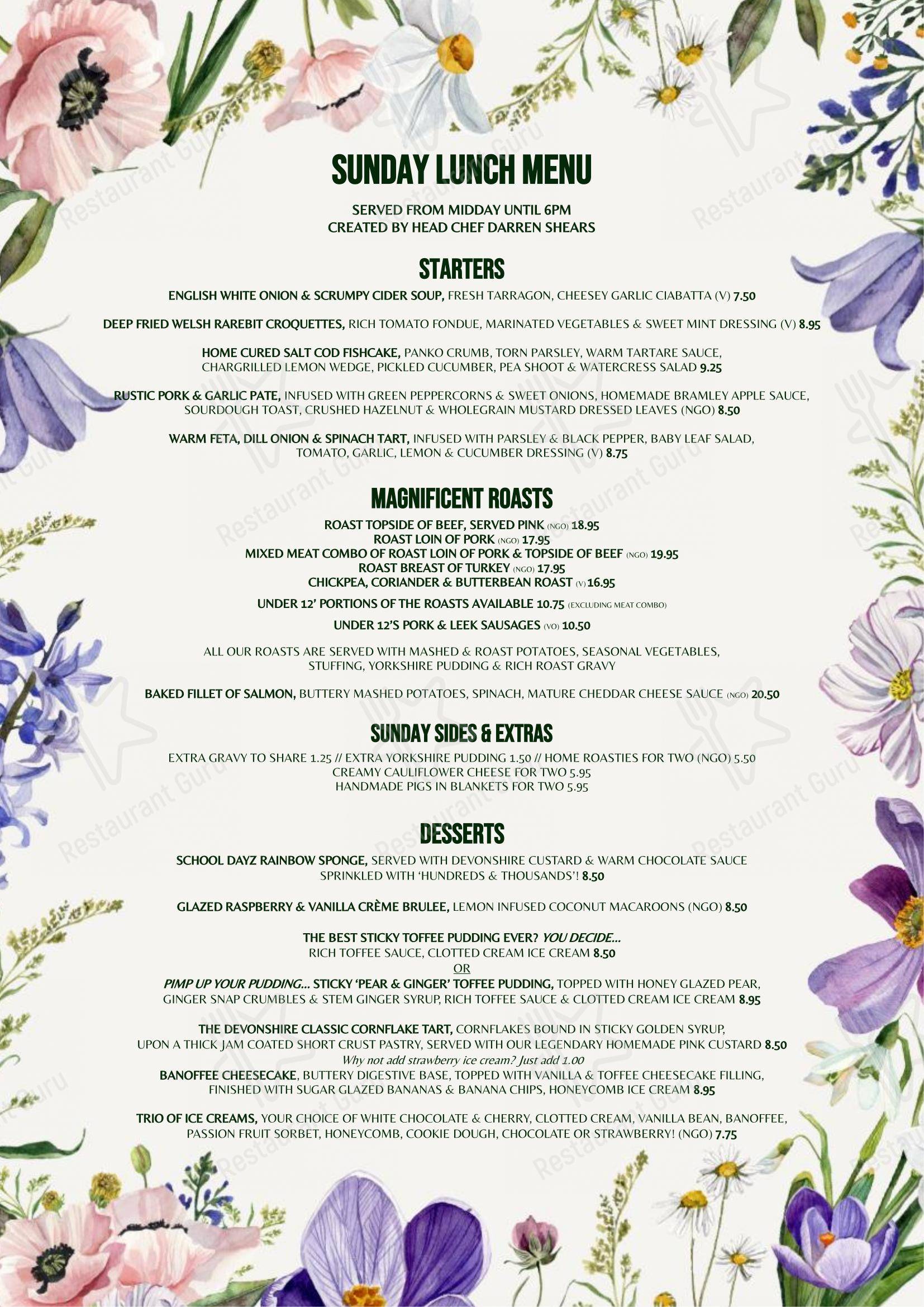 Menu at The Devonshire pub & bar, Nether Langwith, Rectory Rd